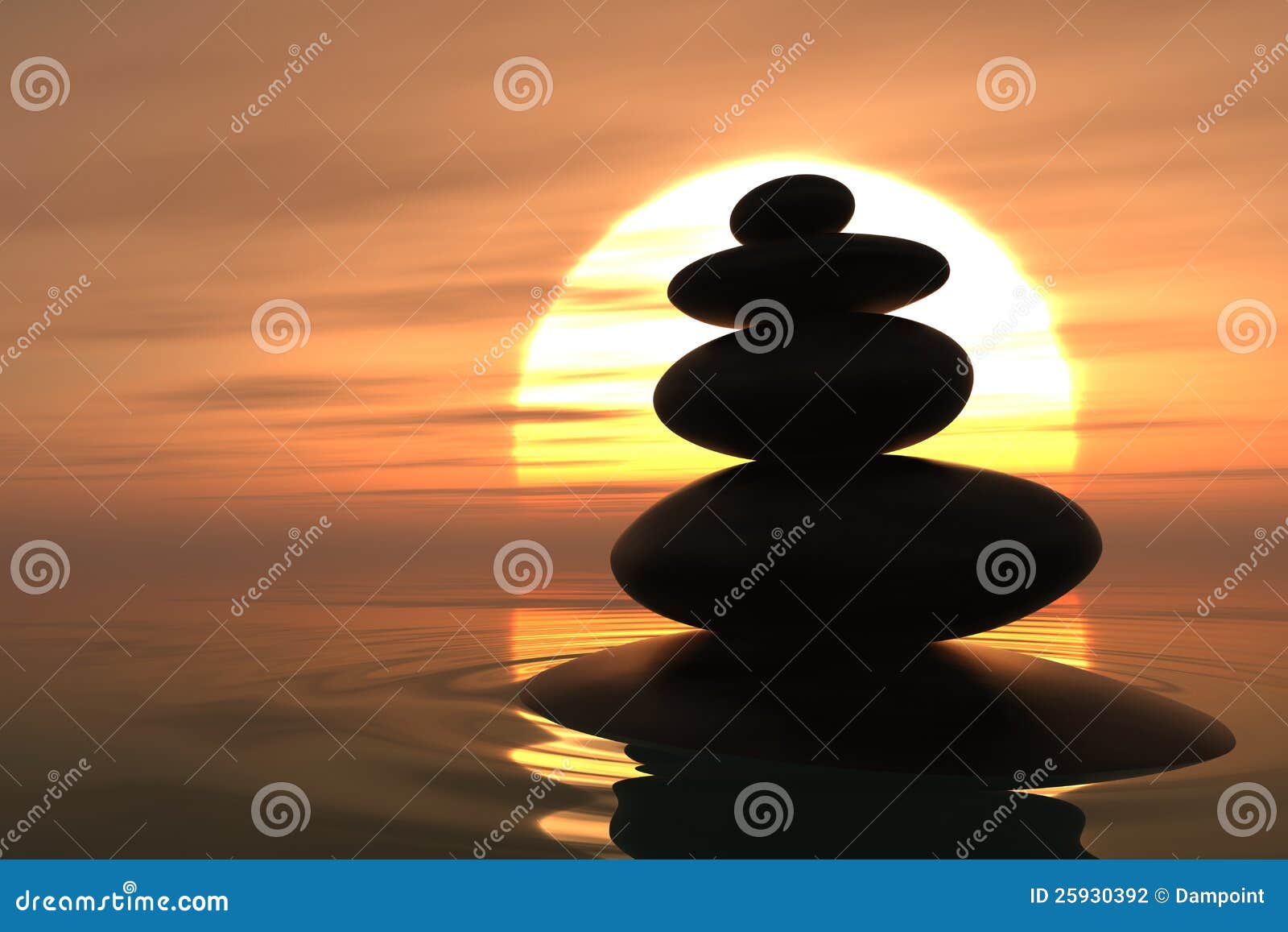 Zen Pebbles Stacked in Sunset Stock Illustration - Illustration of ...