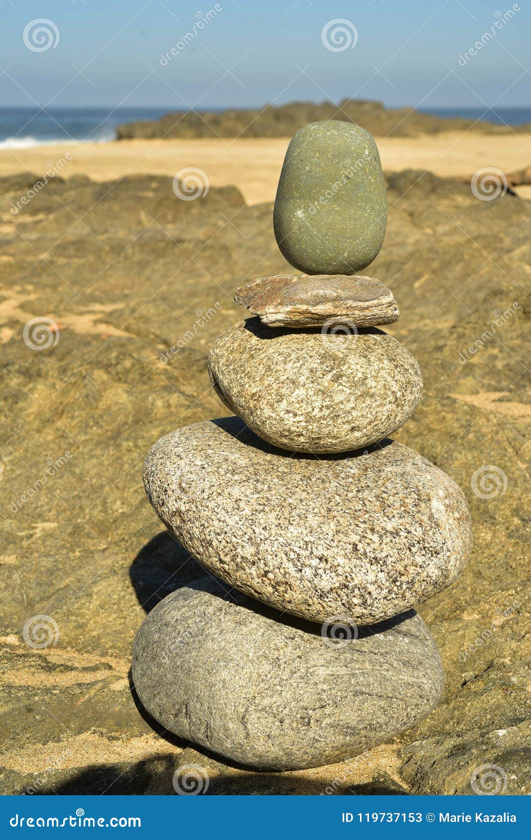 Zen Rock Stack on Pacific Ocean Coast with Waves on Shore Stock Image ...