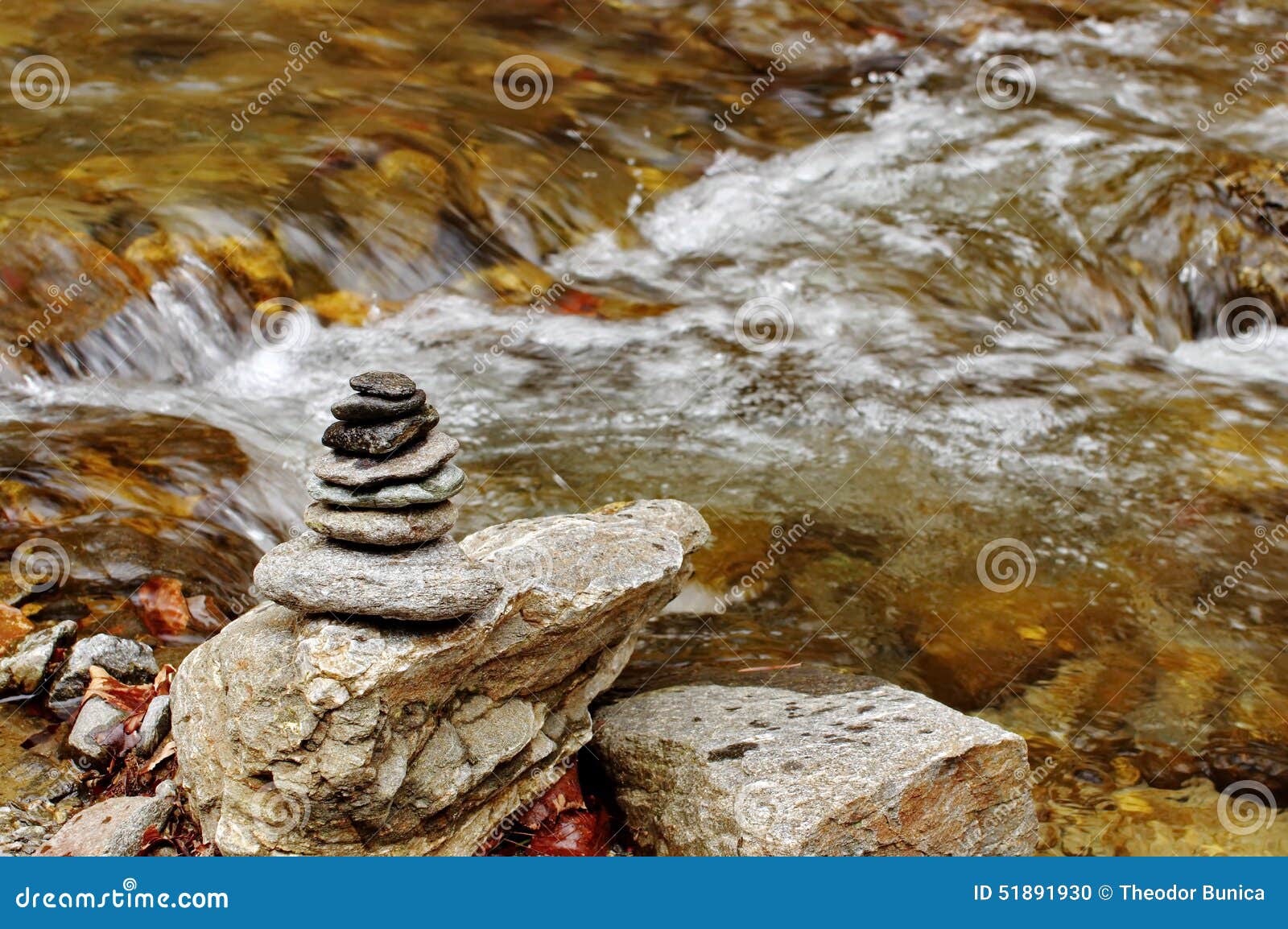 Zen Meditation Concept. Feng Shui. Zen Stones (cairn) and River Water ...