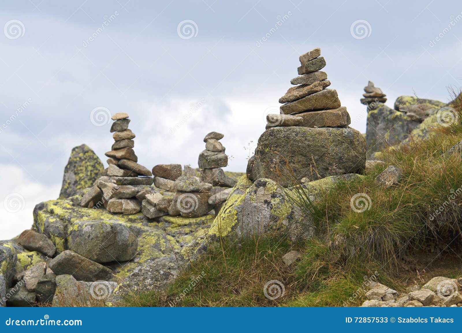 Zen Rocks Stack in High Mountains Stock Image - Image of heap, life ...