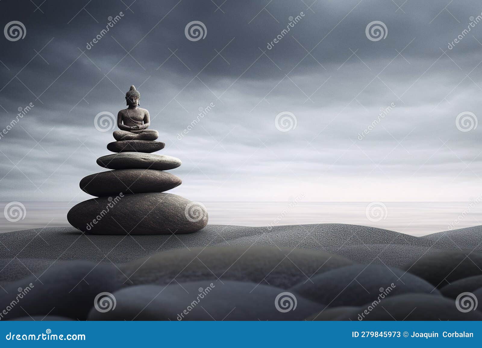 Zen Scene, with Relaxing Stacked Stones. Ai Generated Stock Image ...