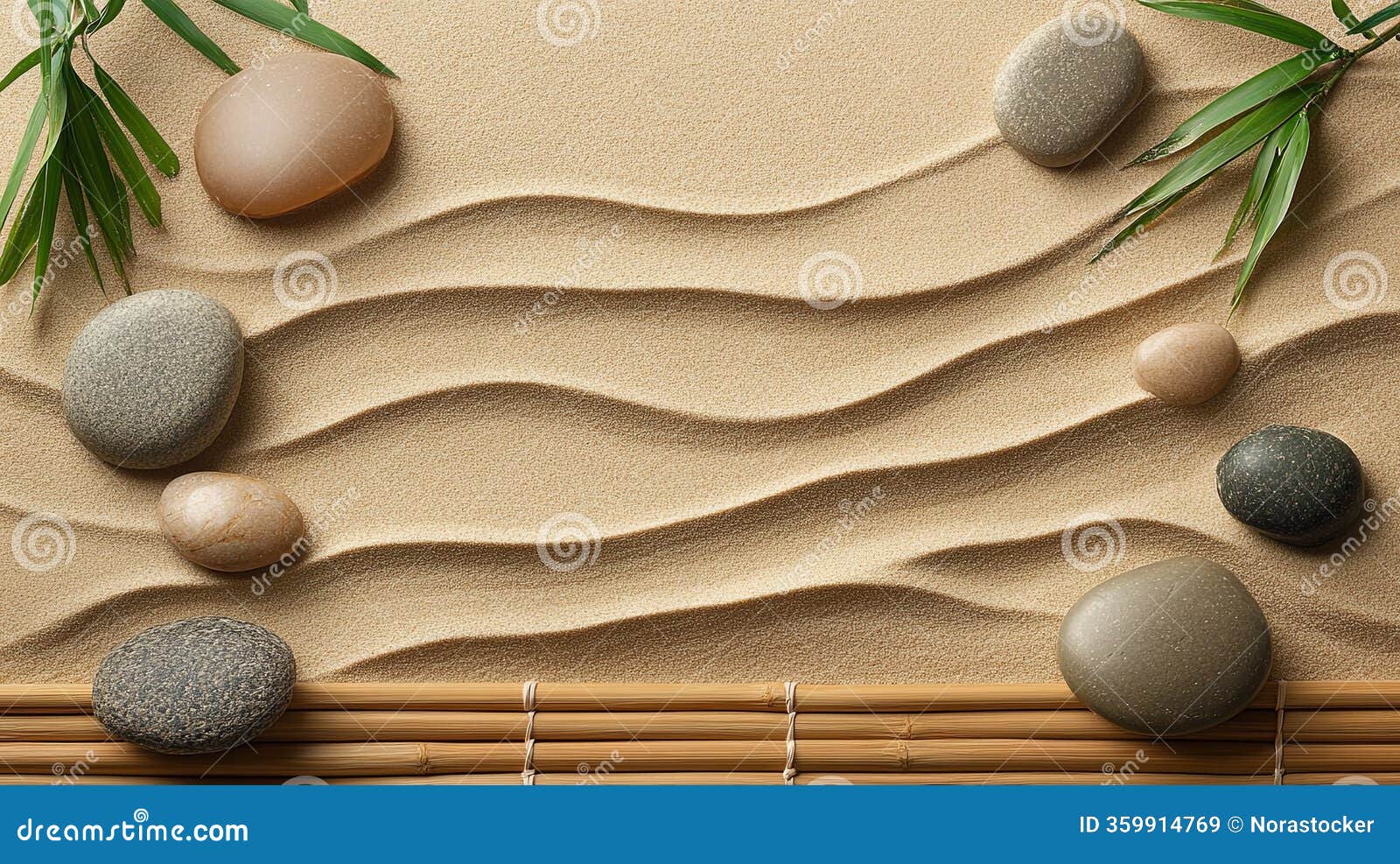 Zen Simplicity: a Bamboo-inspired Frame with Smooth River Stones on a ...