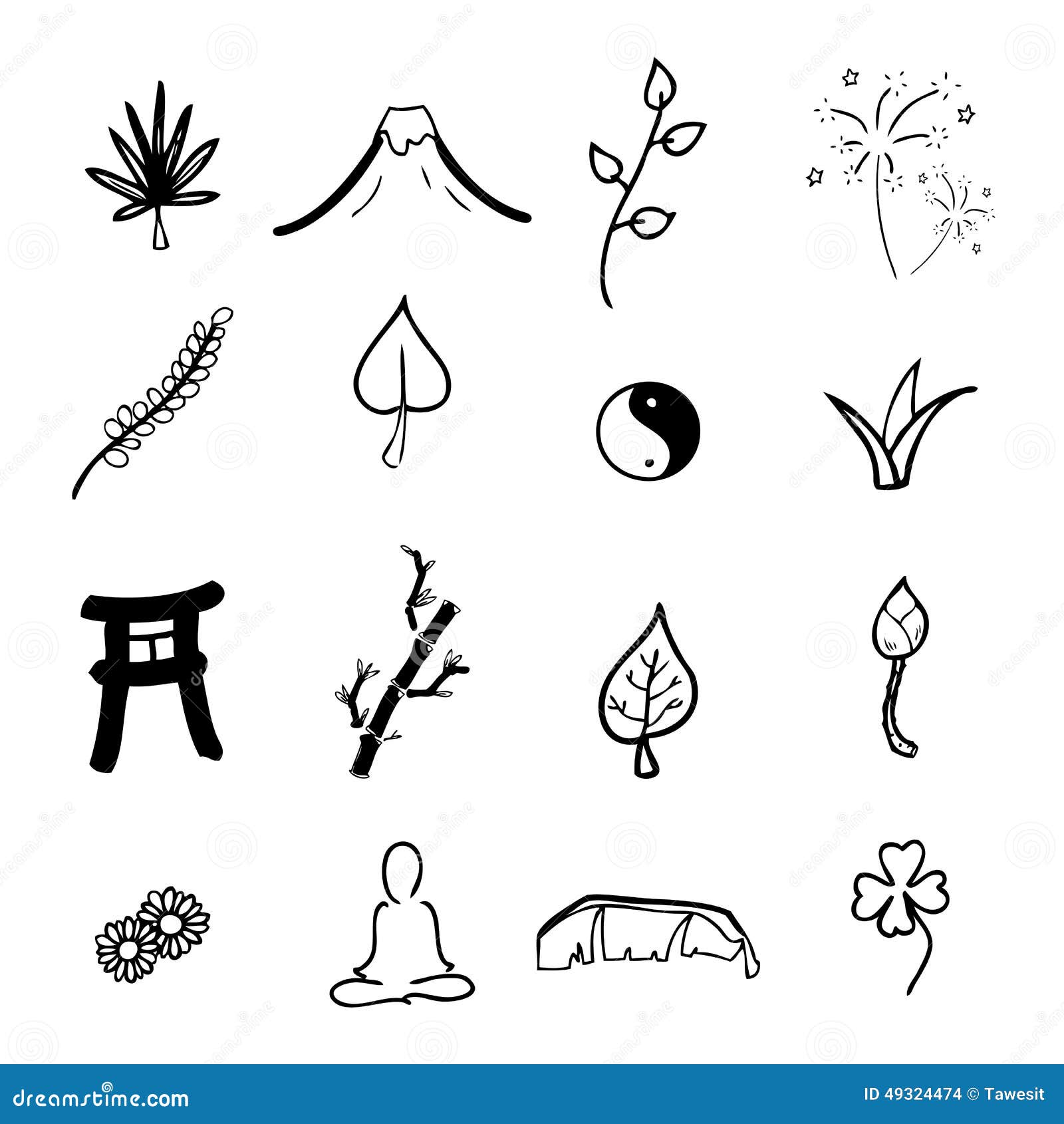 Zen and spa icons cartoon stock vector. Illustration of harmony - 49324474