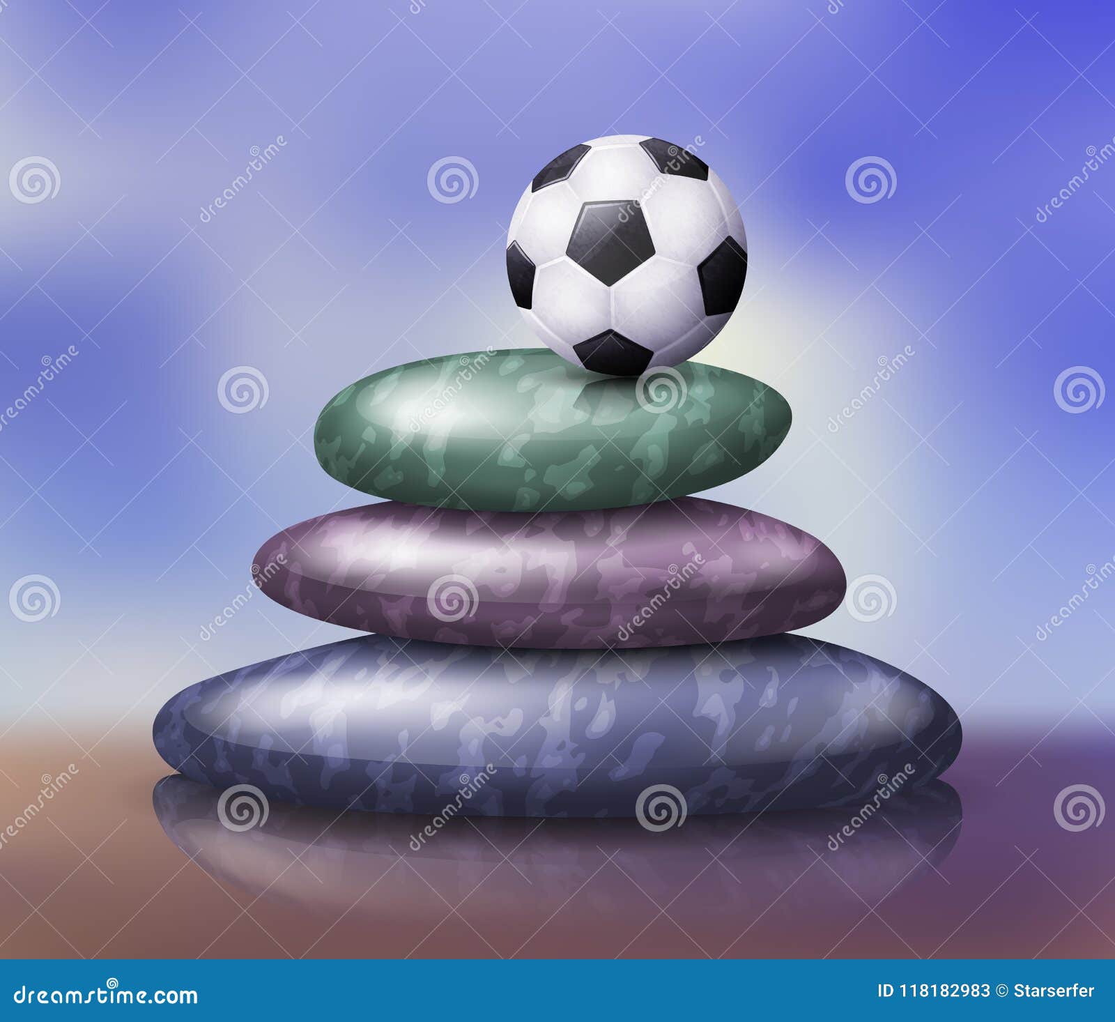 Zen Spa Stones Stack Illustration with Soccer Ball Stock Vector ...