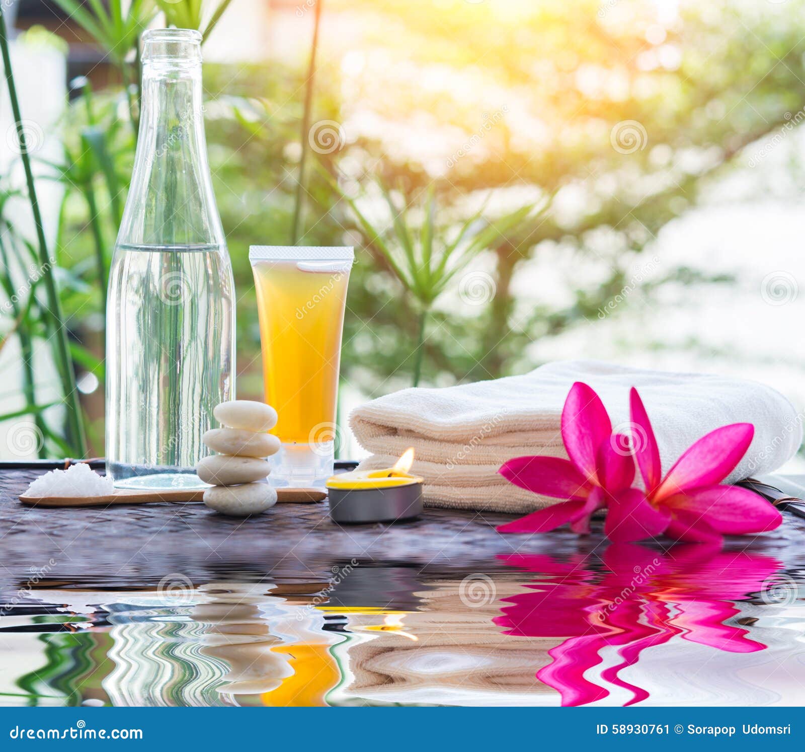 Zen Spa Treatment with Water Reflections Stock Image - Image of cotton ...