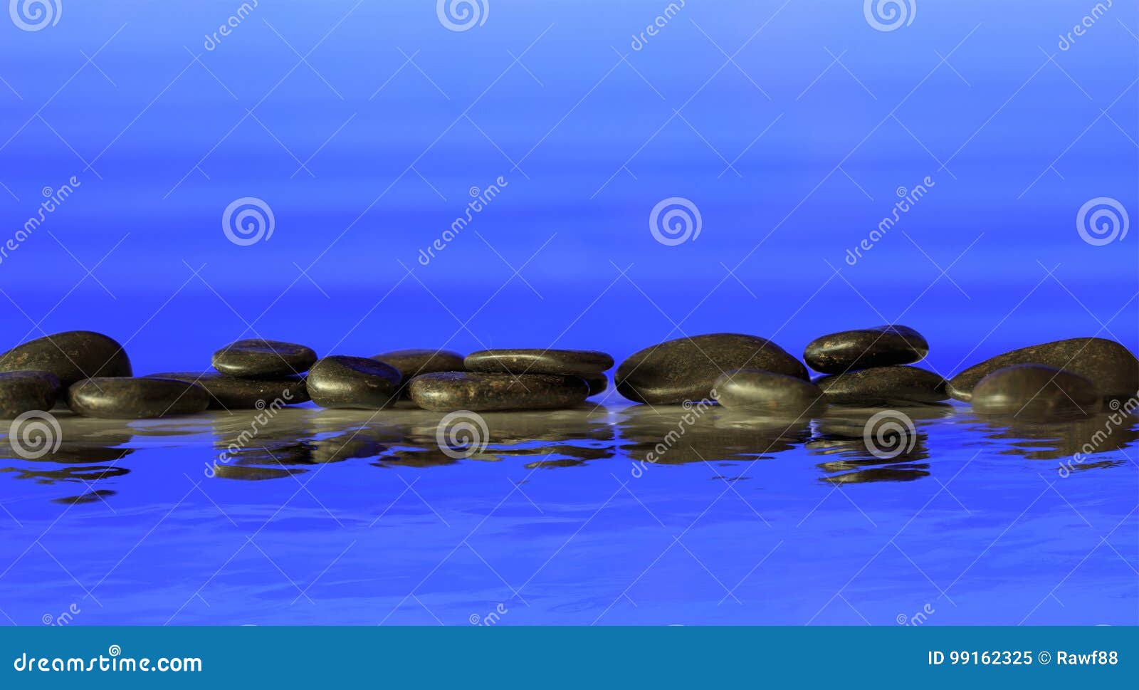 Zen Stones Row on Blue Background Stock Image - Image of meditation ...