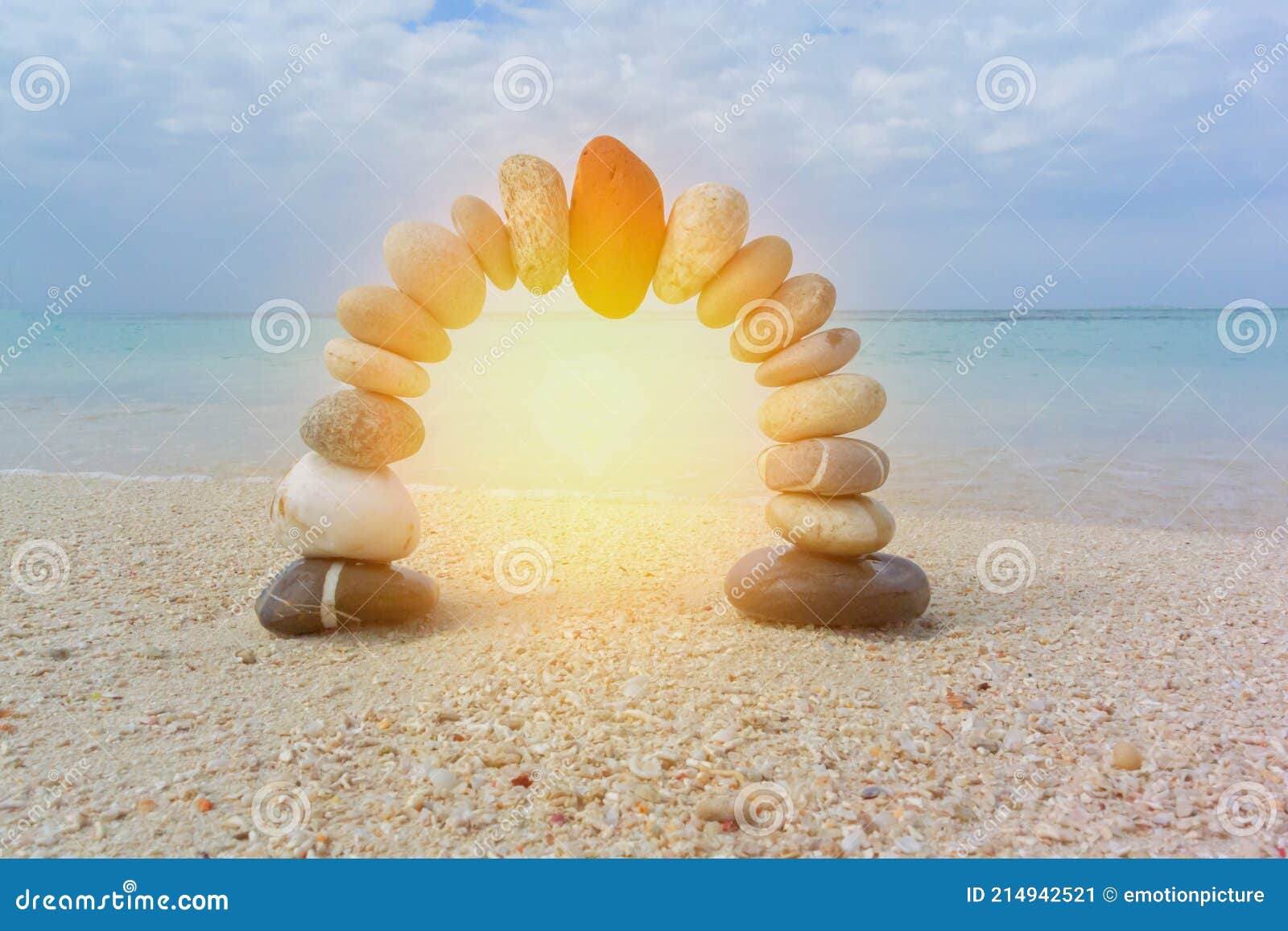 Zen Stone Arch at the Beach Stock Image - Image of beach, stability ...