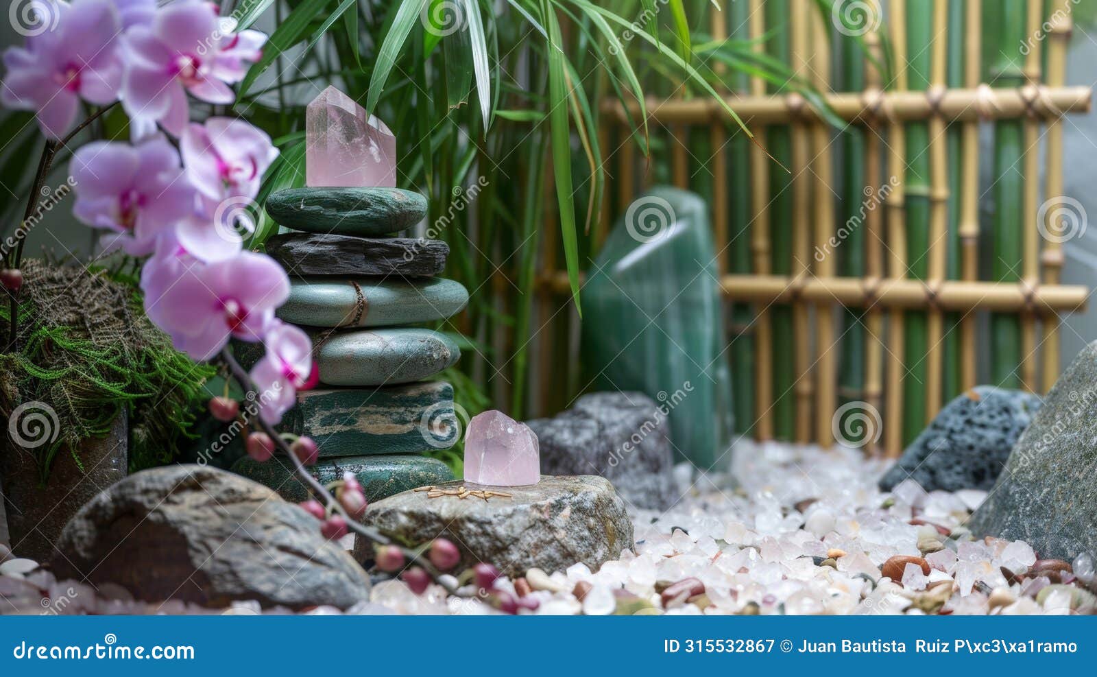 Zen Stone Tower and Bamboo in a Peaceful Setting. Stock Image - Image ...