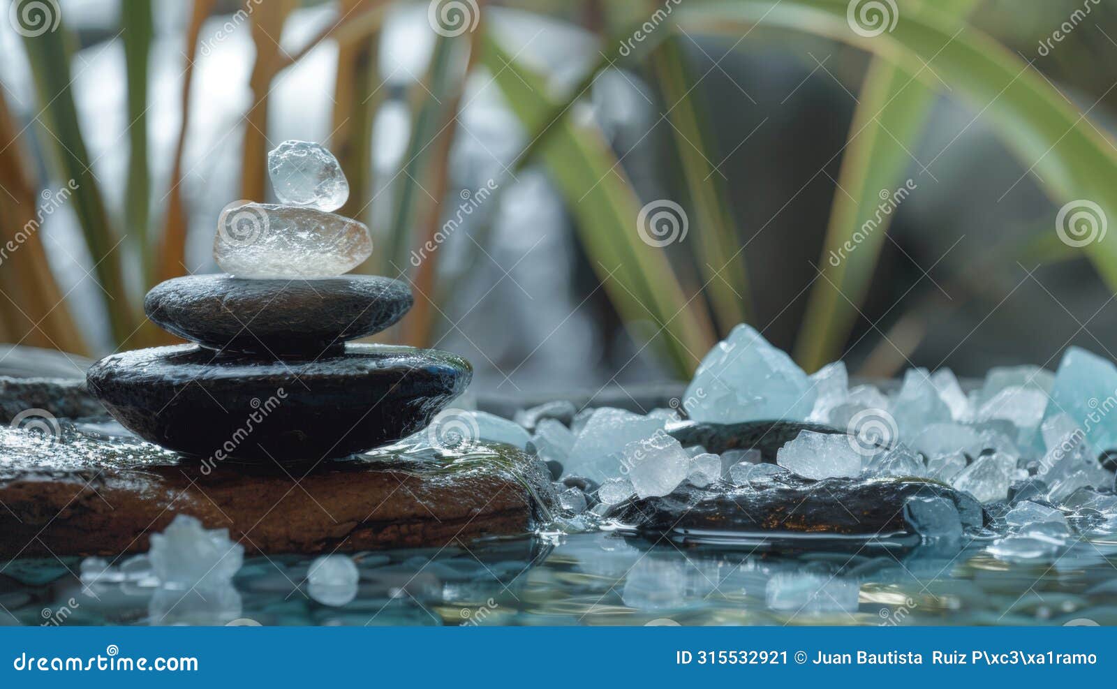 Zen Stone Tower and Bamboo in a Peaceful Setting. Stock Image - Image ...