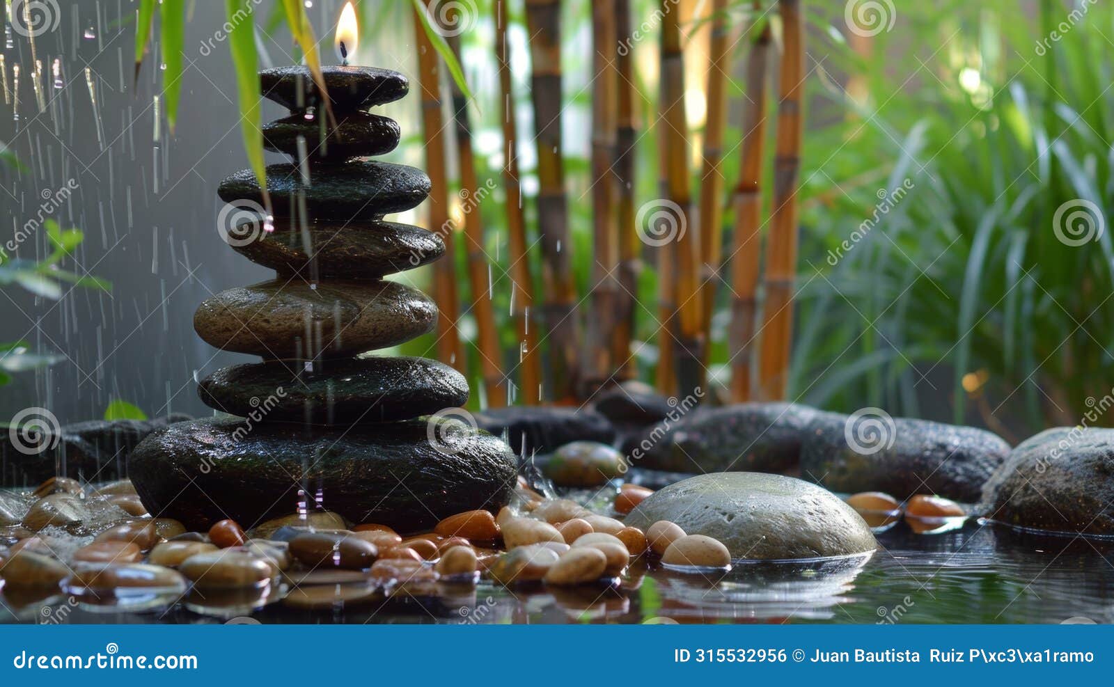 Zen Stone Tower and Bamboo in a Peaceful Setting. Stock Photo - Image ...