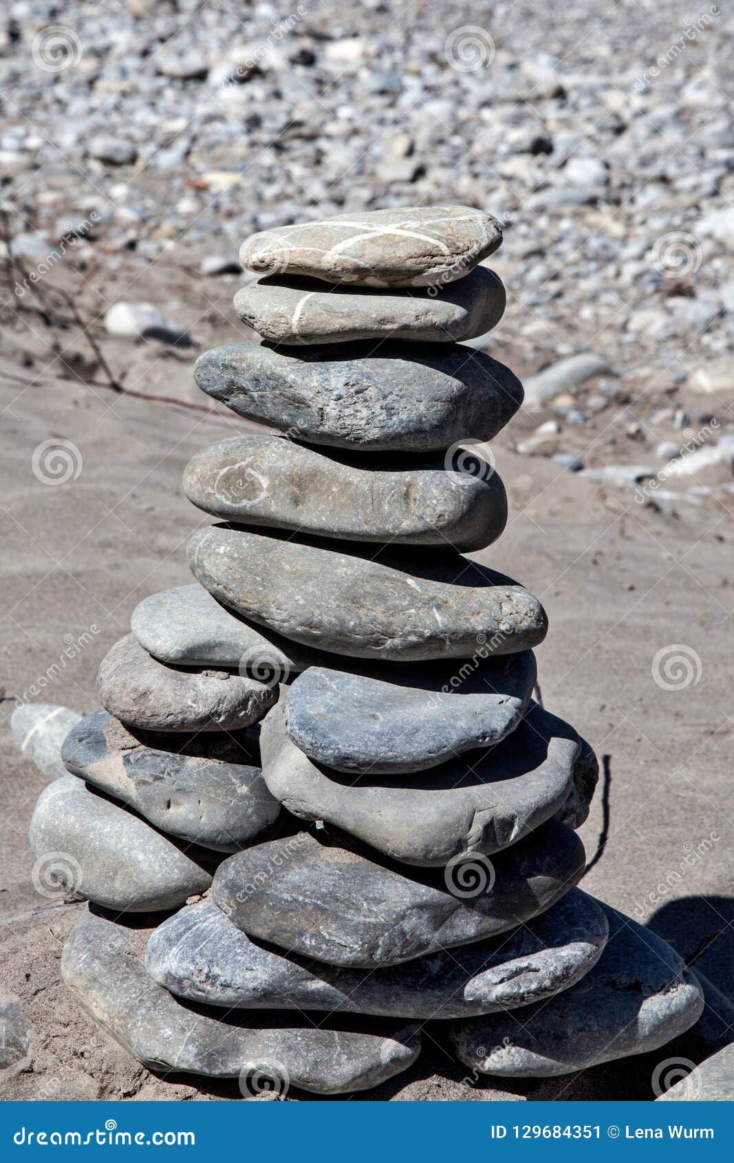 Zen Stone Tower at the River Stock Image - Image of pyramid, germany ...