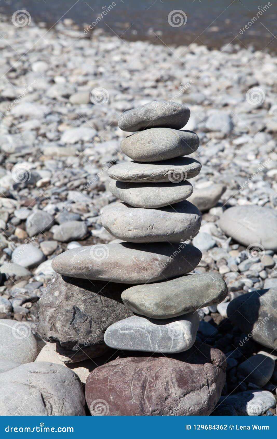 Zen Stone Tower at the River Stock Photo - Image of scene, calm: 129684362