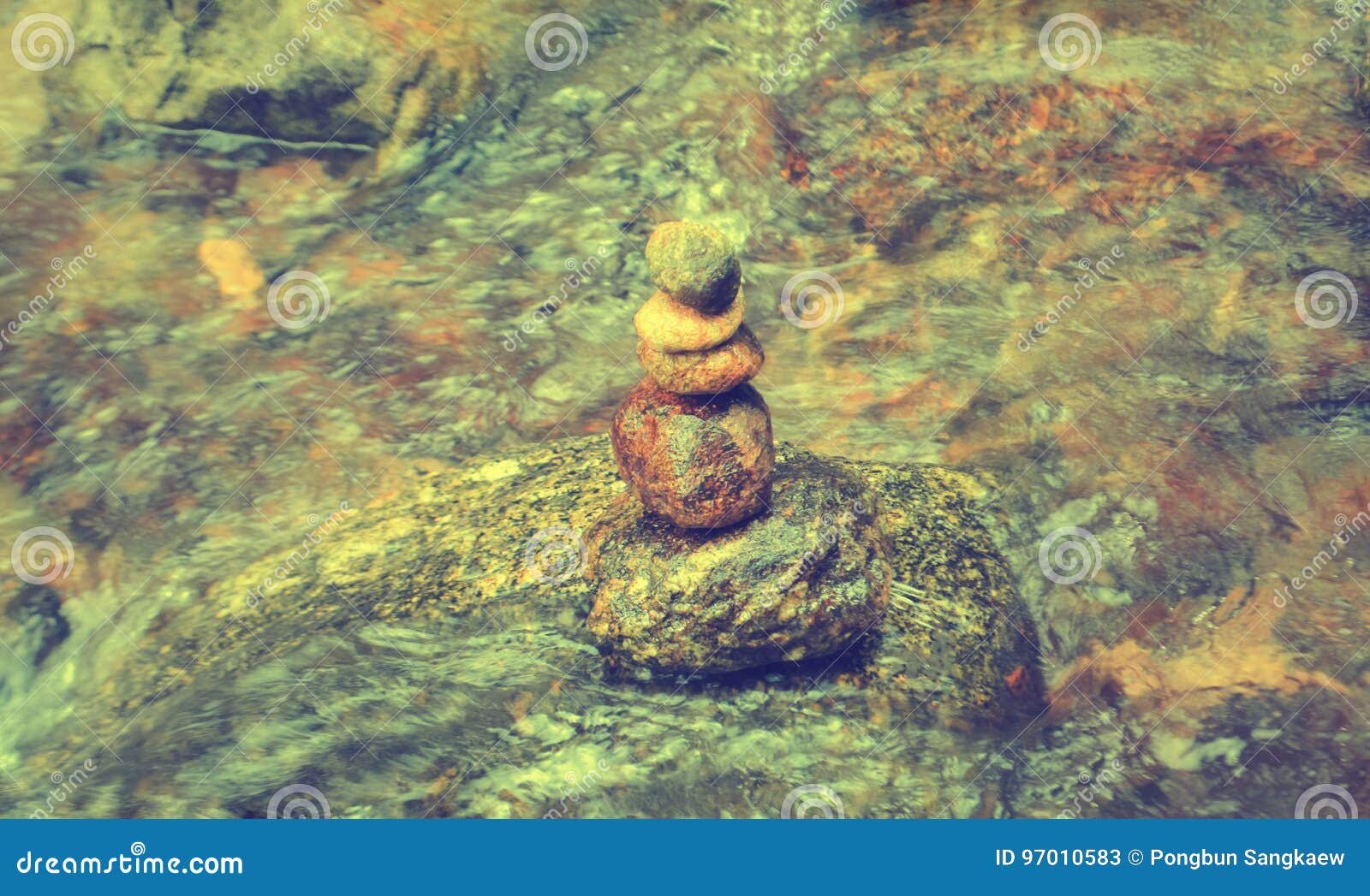 Zen Stone at Waterfall ,meditation Background Stock Image - Image of ...