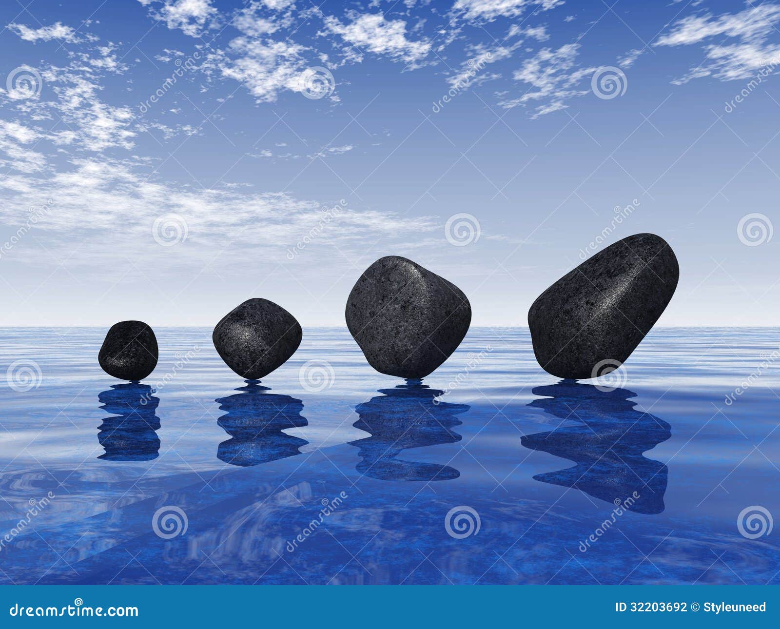 Zen stones on blue sea stock photo. Image of peaceful - 32203692
