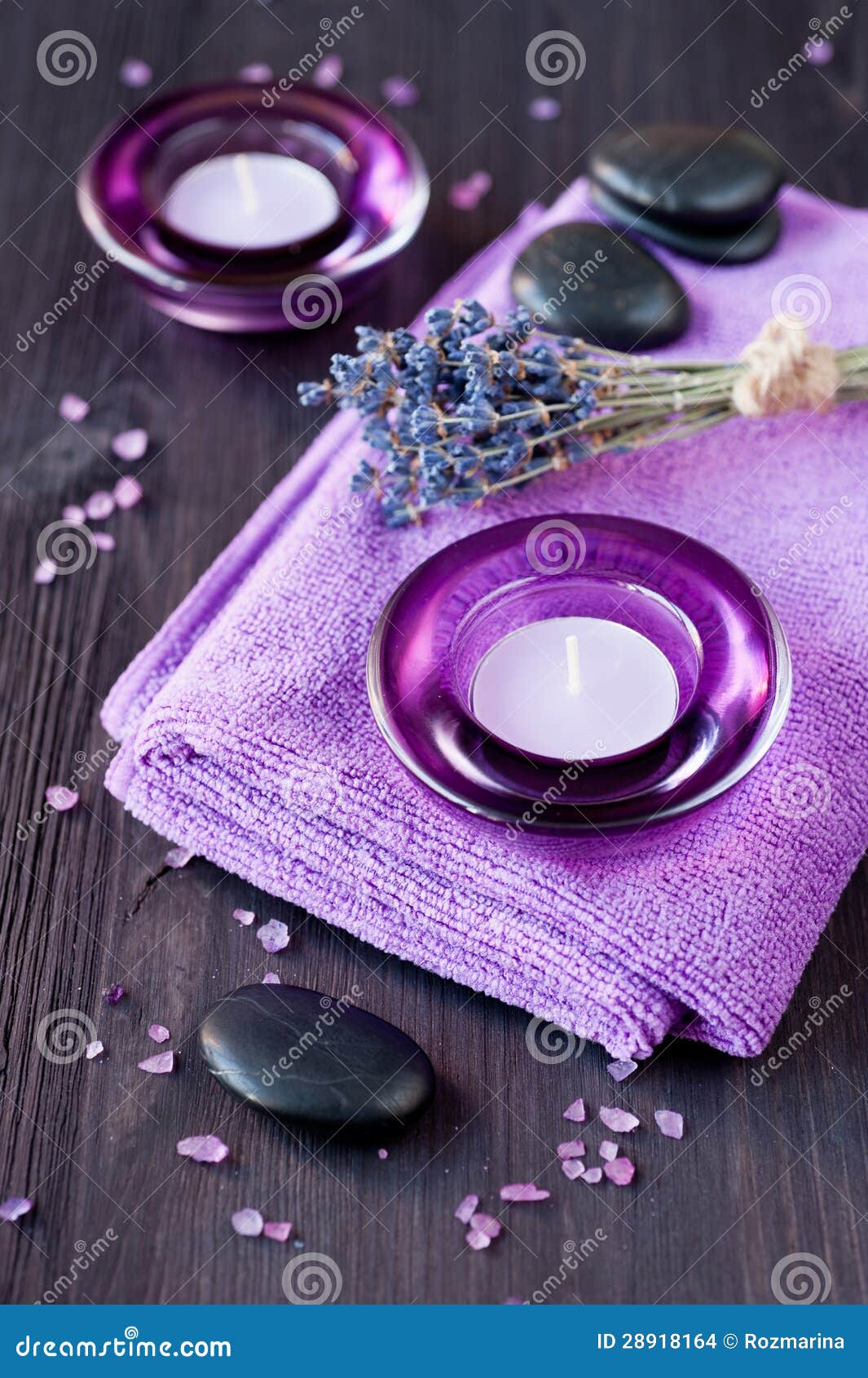 Zen Stones, Candles and Lavender for the Spa. Stock Photo - Image of ...