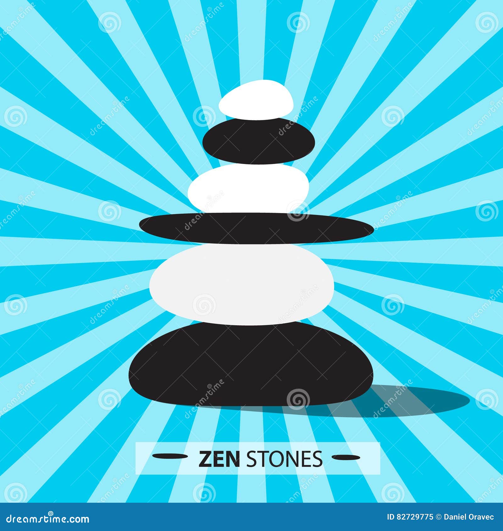 Zen Stones on Retro Blue Background Stock Vector - Illustration of rock ...