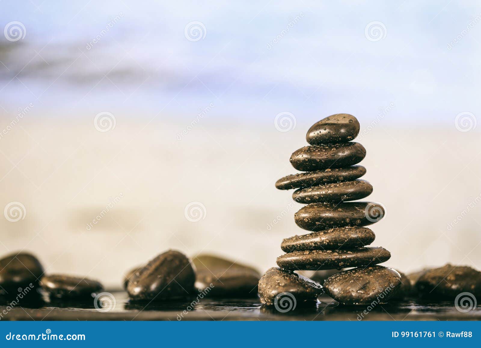Zen Stones Stack on Beach Background Stock Image - Image of health ...