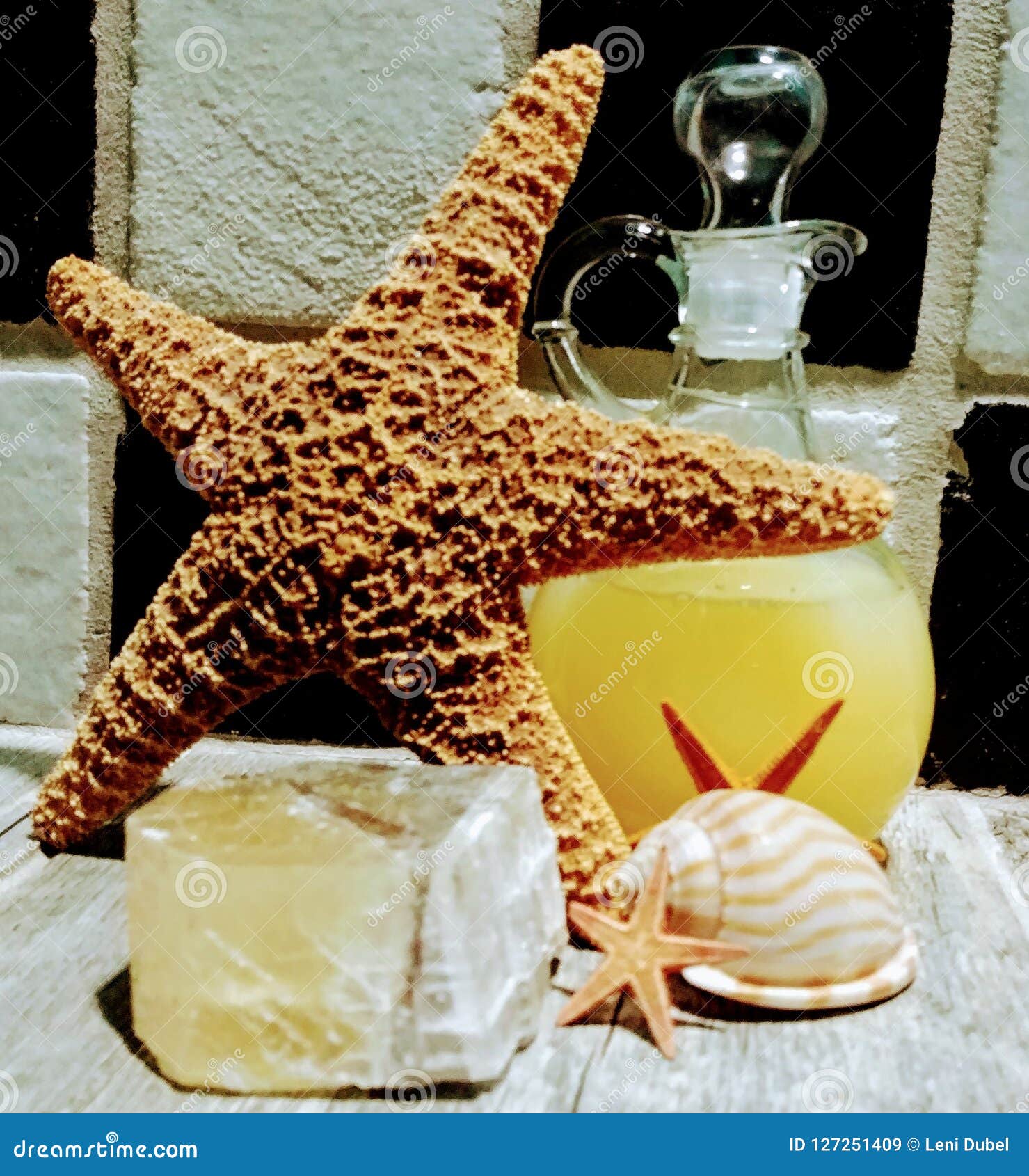 Starfish, Vanilla Bubble Bath and Crystal Stock Image - Image of bath ...
