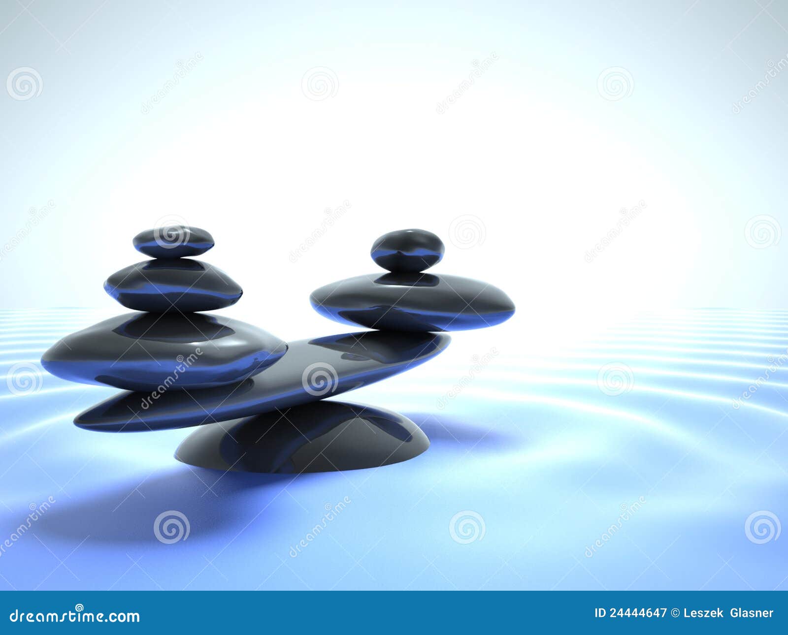 Zen Stones in Water, Blue Sky Stock Illustration - Illustration of ...