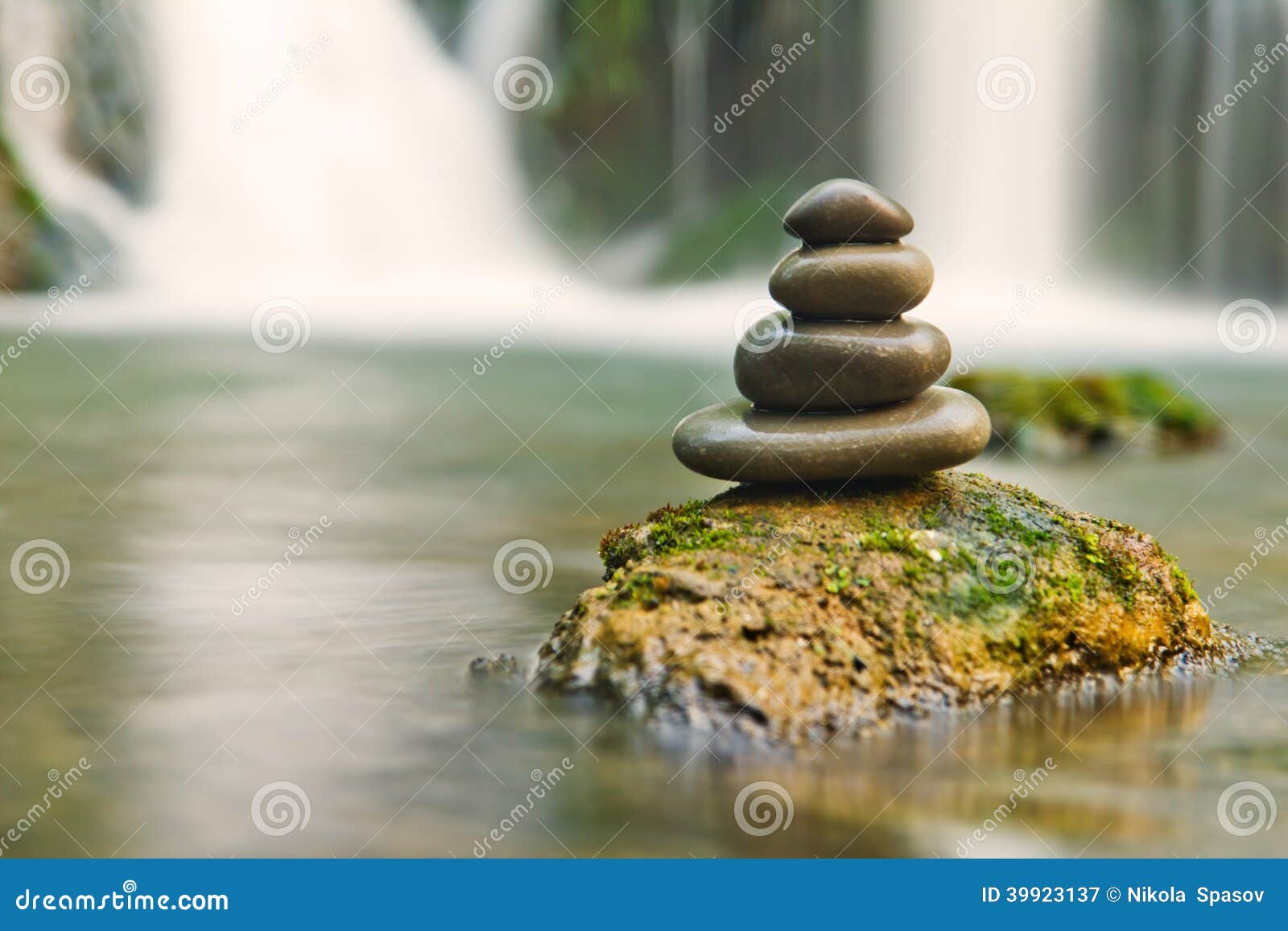 Zen stones and waterfall stock image. Image of land, flowing - 39923137