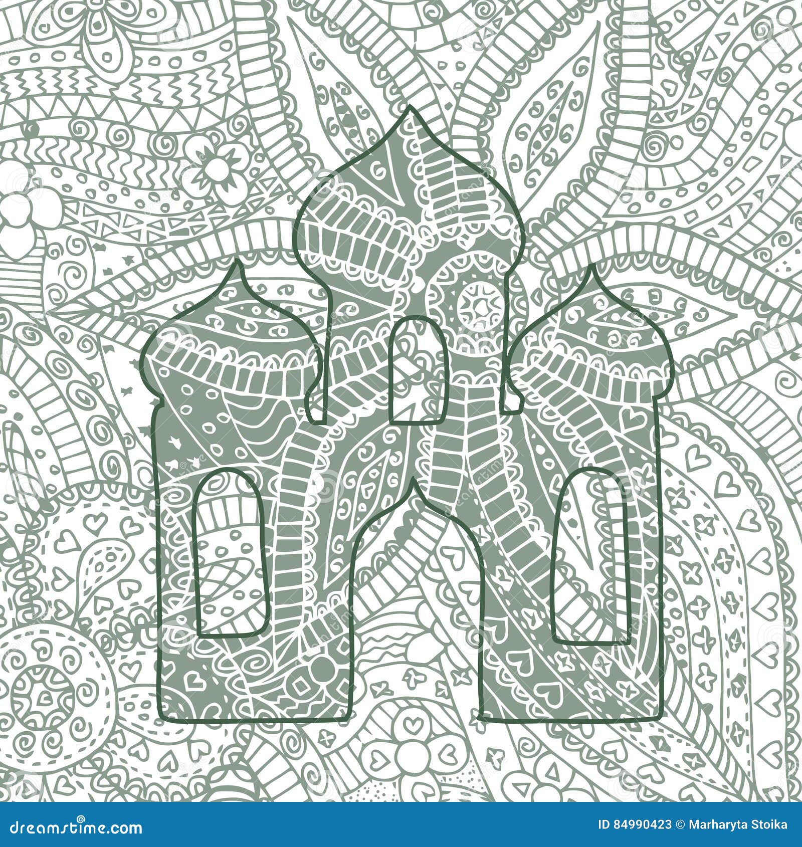 Zen Tangle and Doodle Church. Zentangle Vector Temple. Stock Vector ...