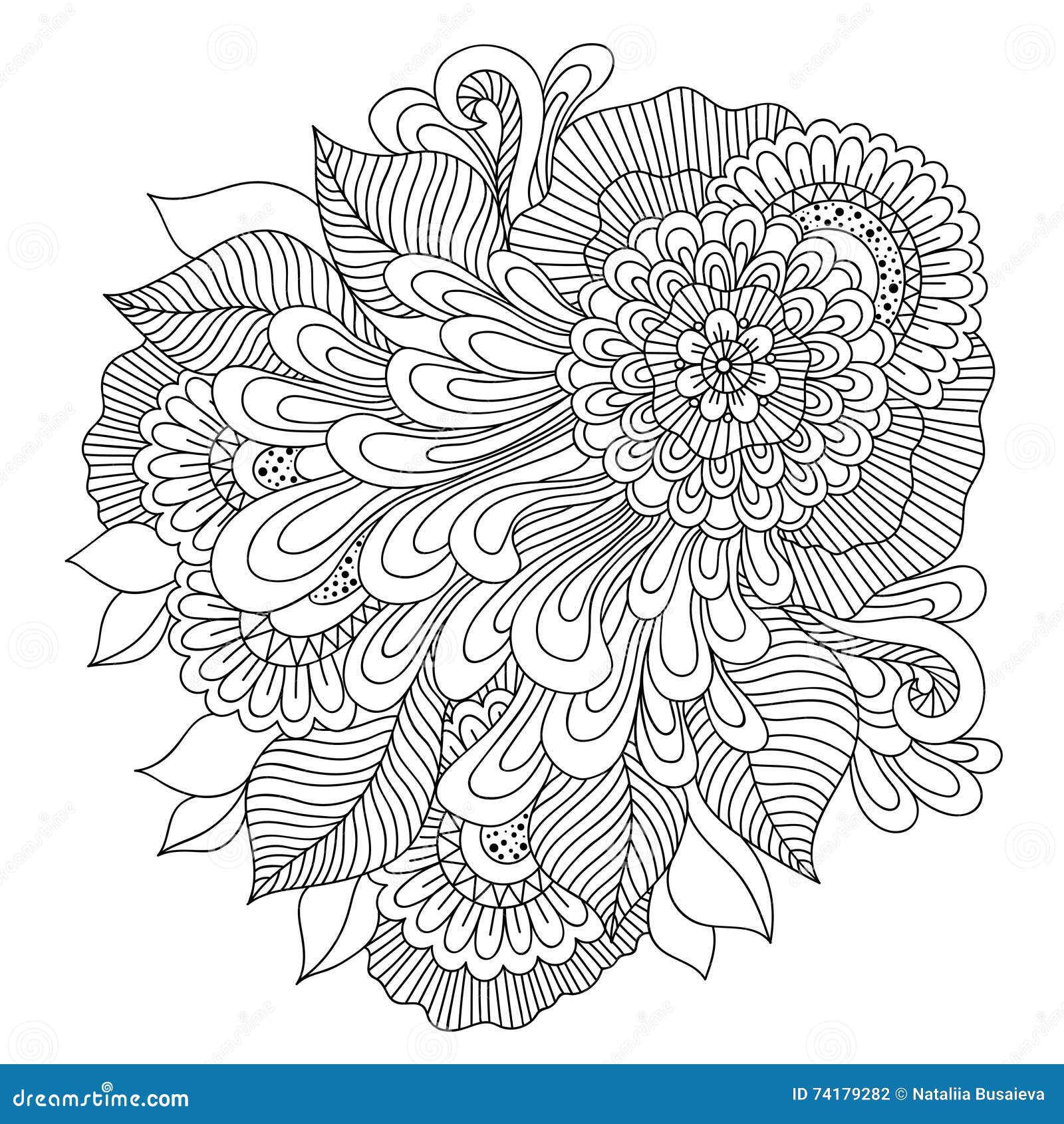 Zen-tangle Floral Pattern. Indian Style. Stock Vector - Illustration of ...