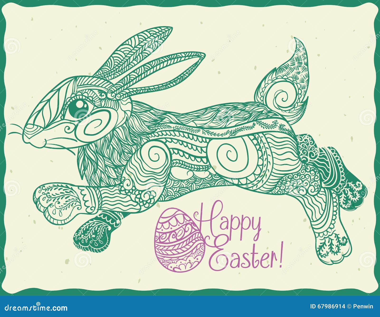 Zen Tangle Stylized Easter Bunny Mignon, Illustration De Vecteur ...