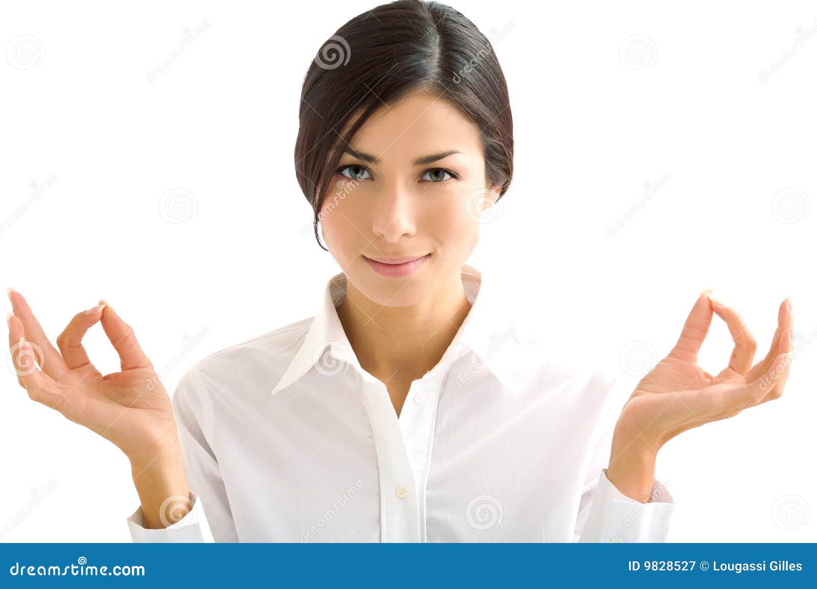 Zen woman portrait stock image. Image of hand, contact - 9828527