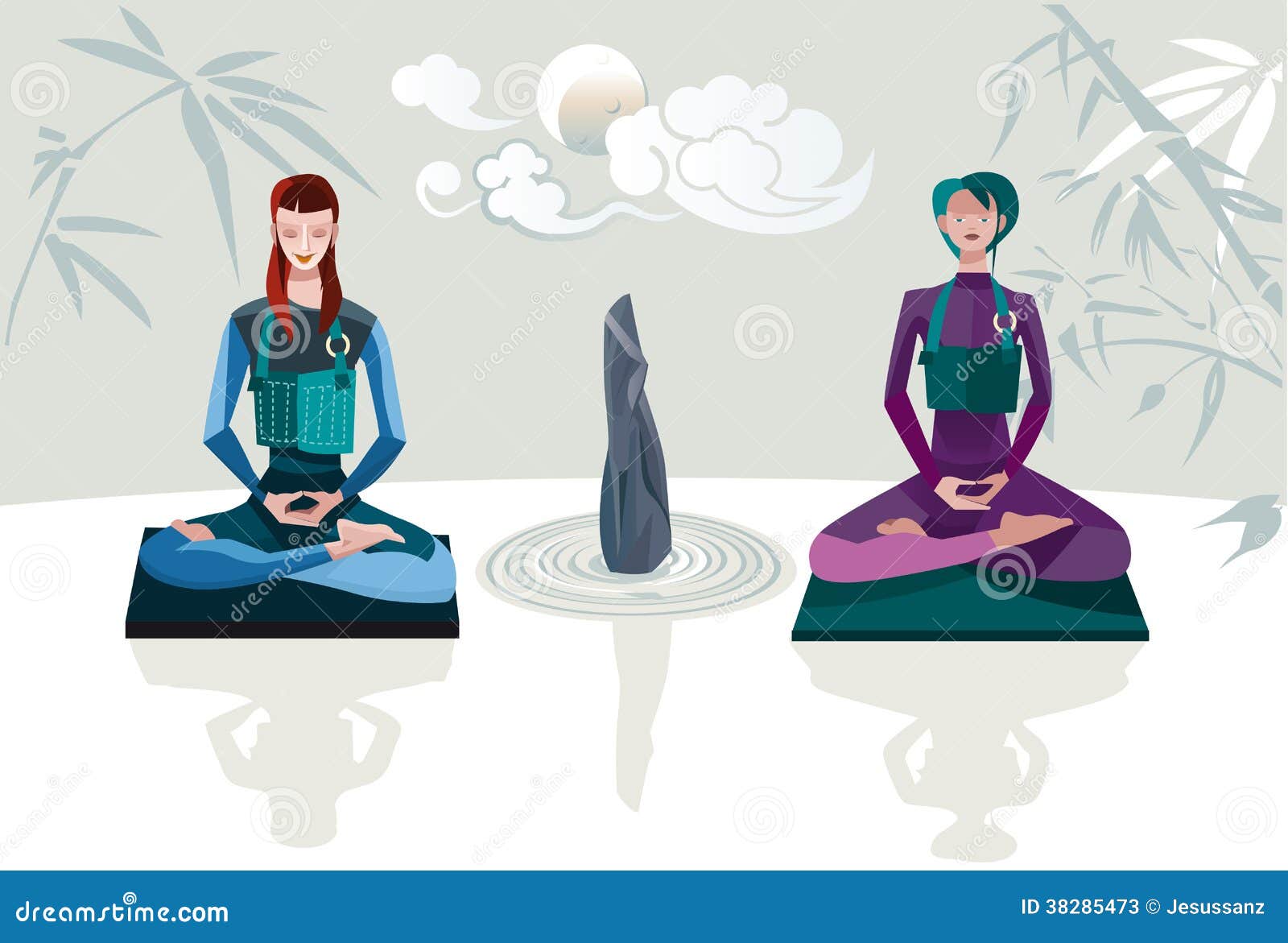 Zen Women stock vector. Illustration of mind, bamboo - 38285473