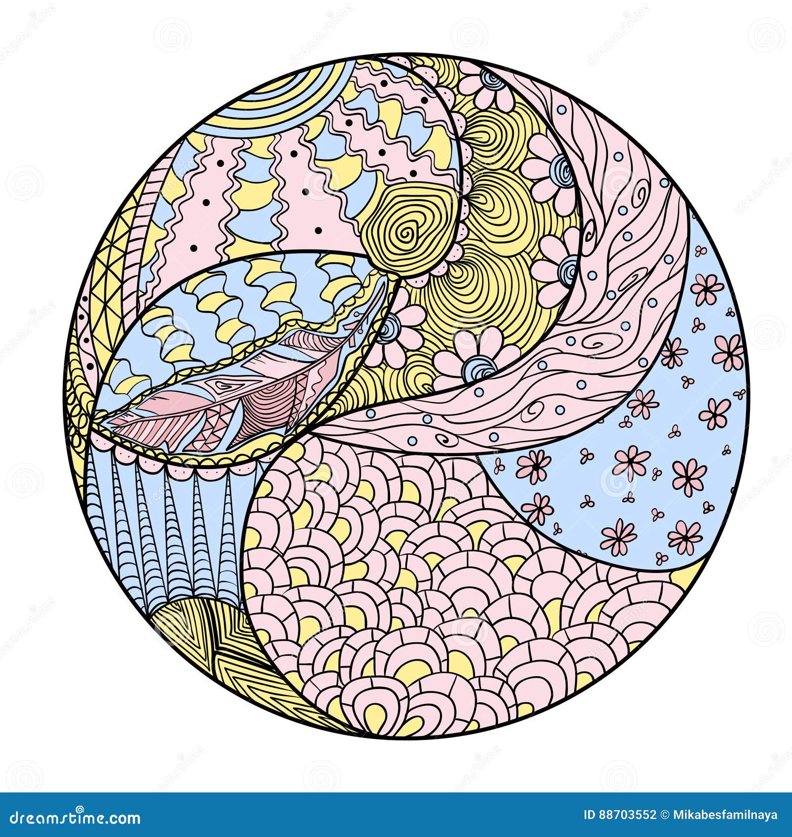 Zendala.Line art. stock vector. Illustration of graphic - 88703552