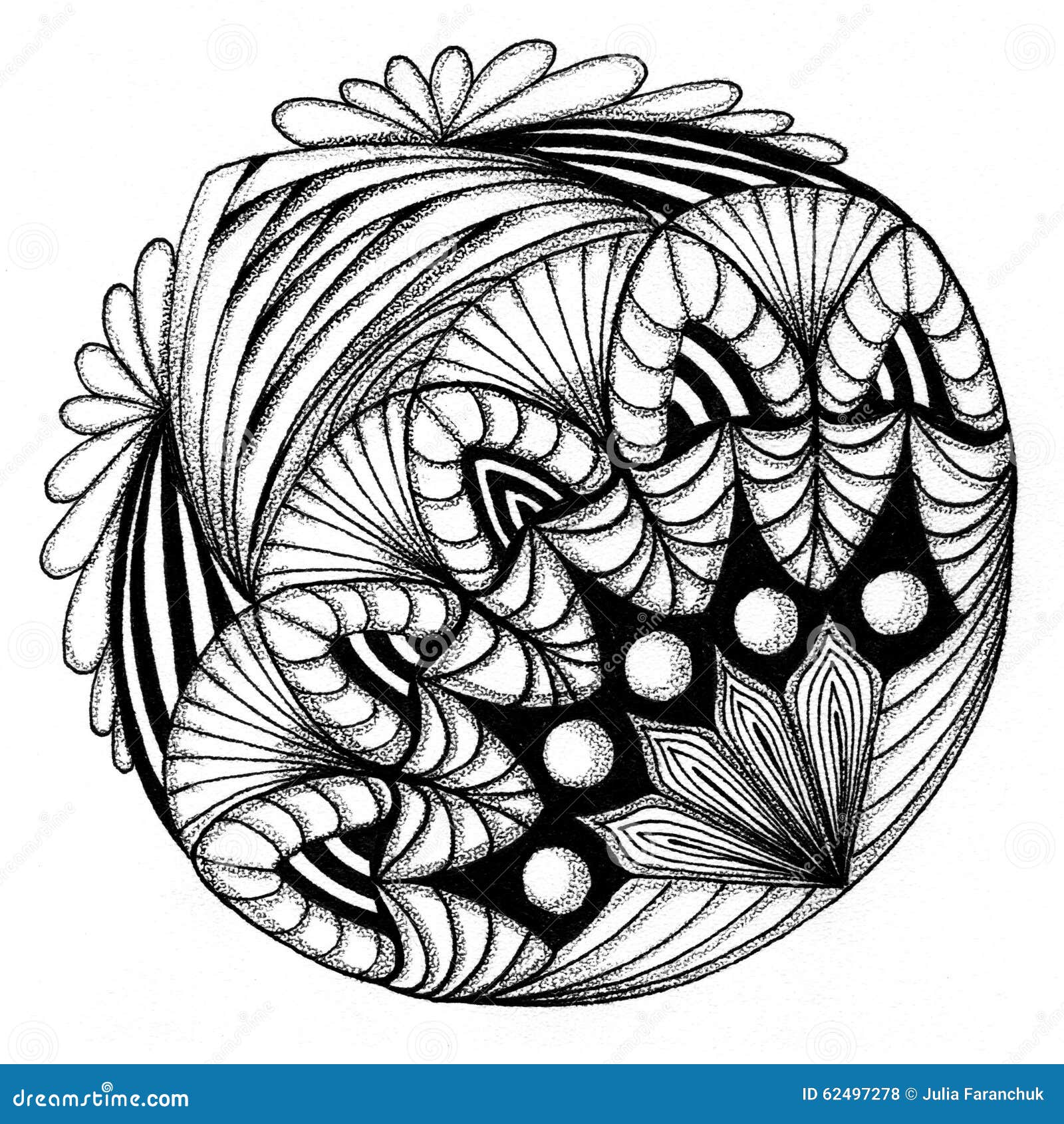 Zendala - Mandala of Zentangle Stock Illustration - Illustration of ...