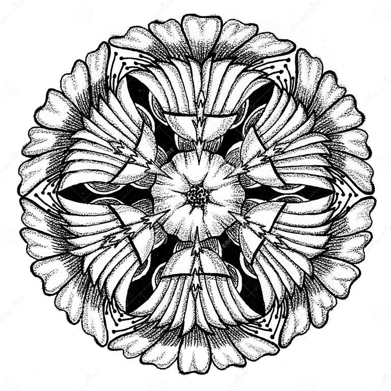 Zendala - Mandala of Zentangle Stock Illustration - Illustration of ...