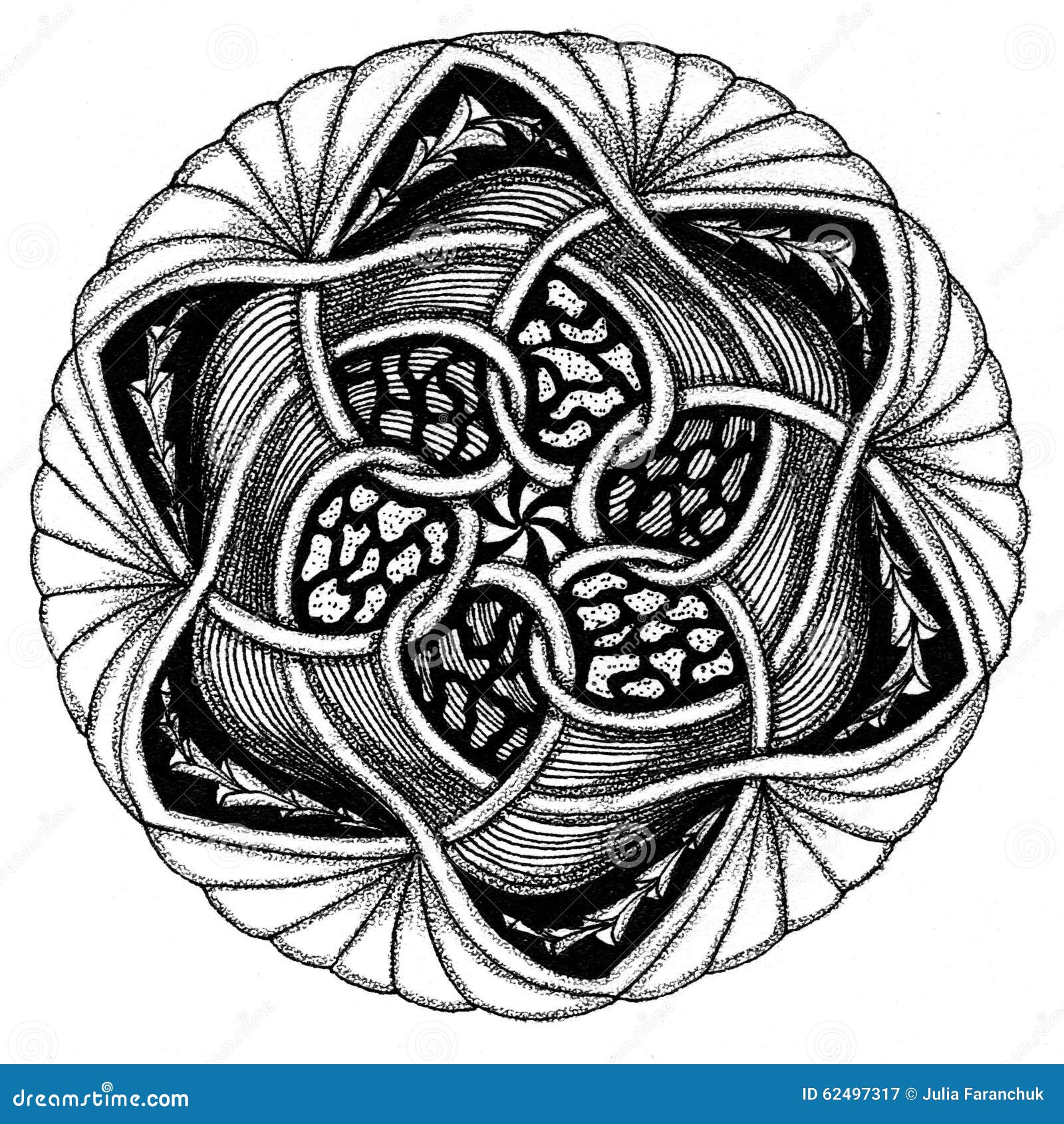 Zendala - Mandala of Zentangle Stock Illustration - Illustration of ...