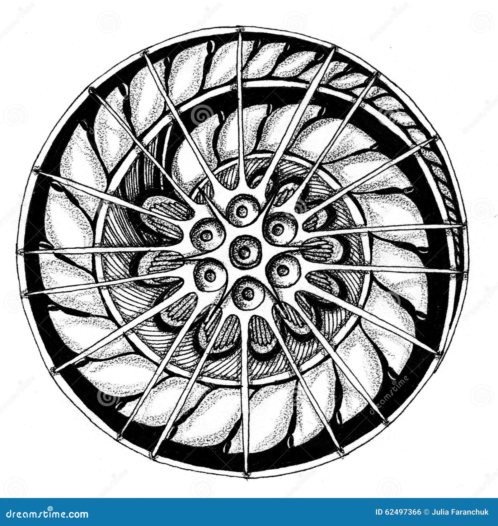 Zendala - Mandala of Zentangle Stock Illustration - Illustration of ...