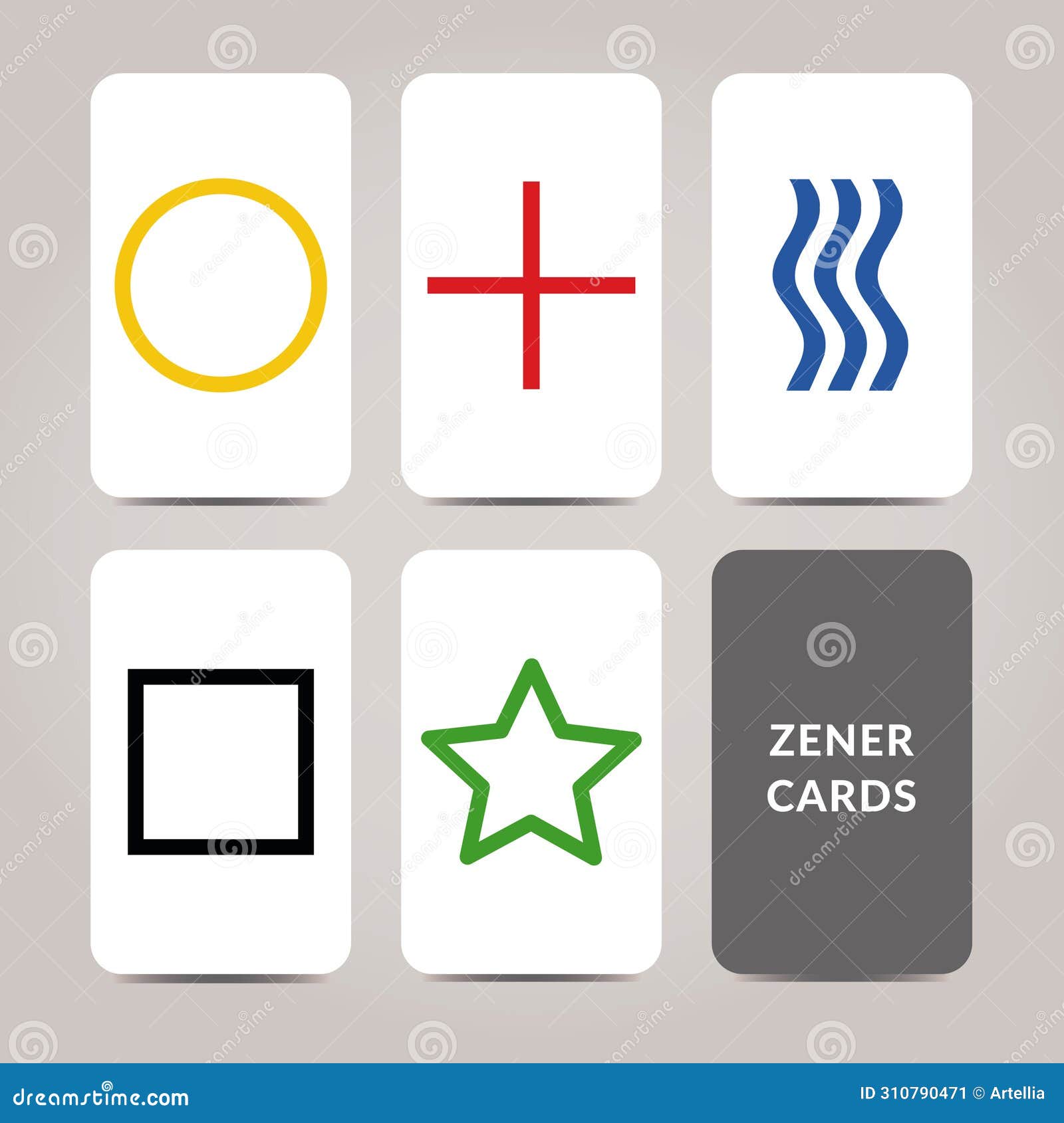 Zener Cards Deck - 5 Elements Vector Illustration - Tool Method for ...