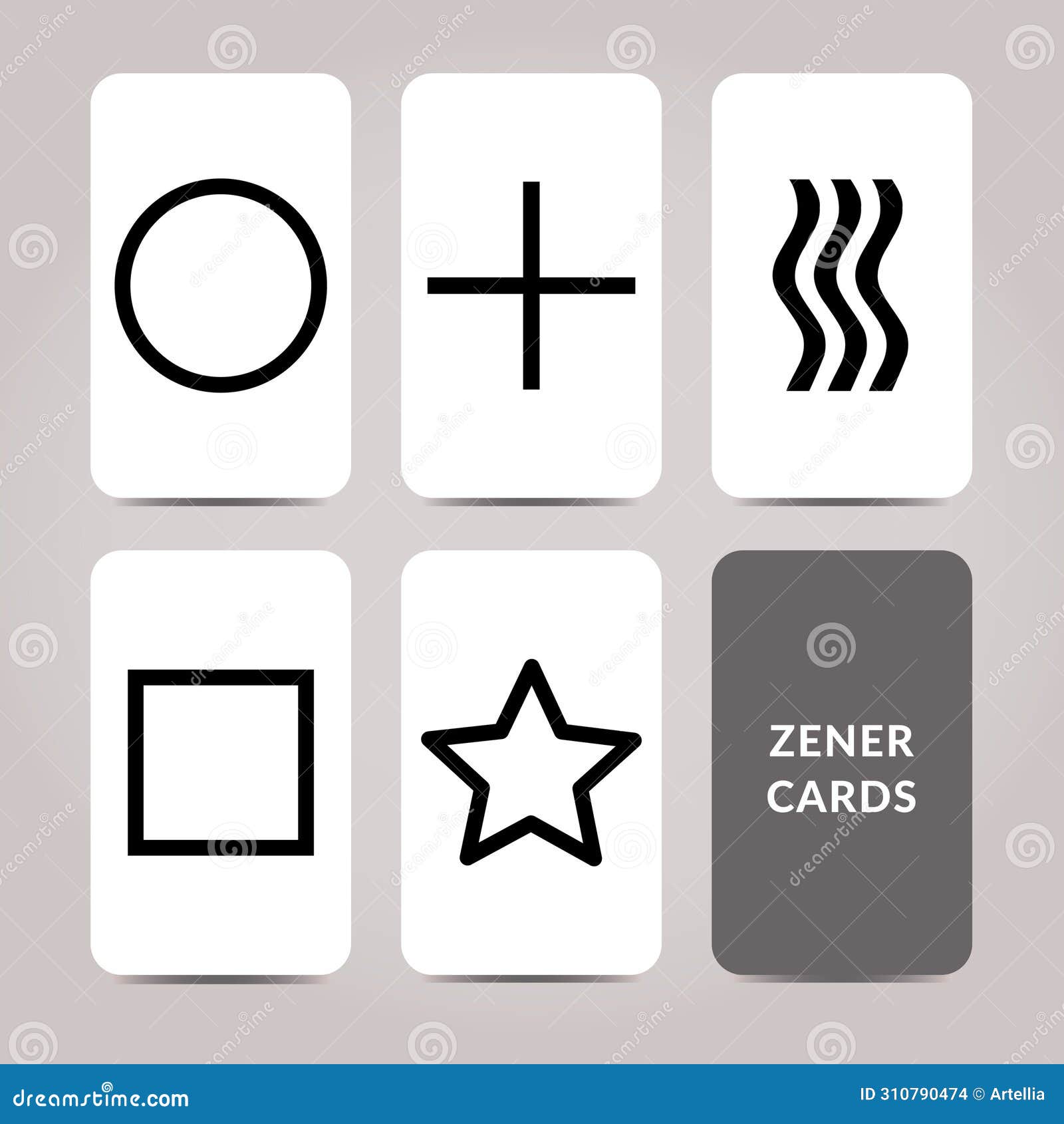 Zener Cards Deck - 5 Elements Vector Illustration - Tool Method for ...