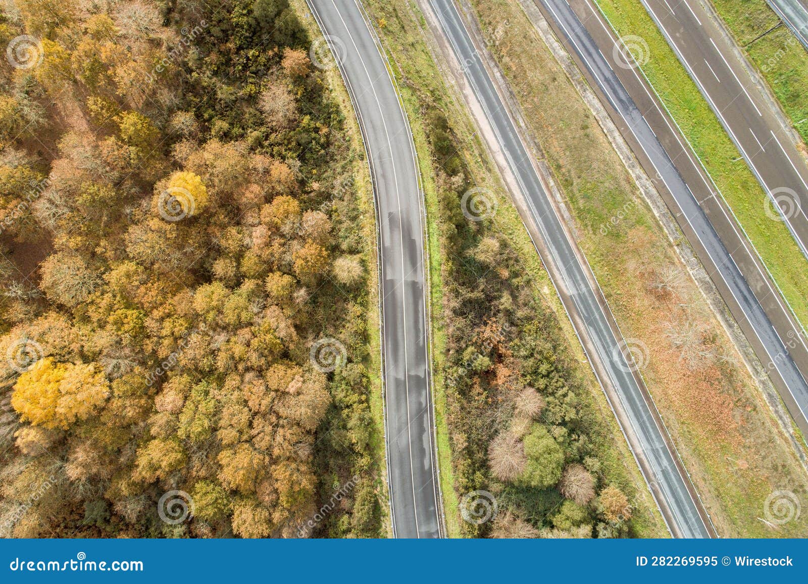 Overhead Drone Aerial View of a Freeway Stock Image - Image of moving ...