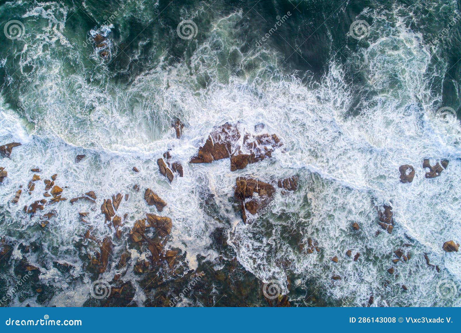 Zenithal View of the Waves on a Rocky Beach Stock Photo - Image of ...