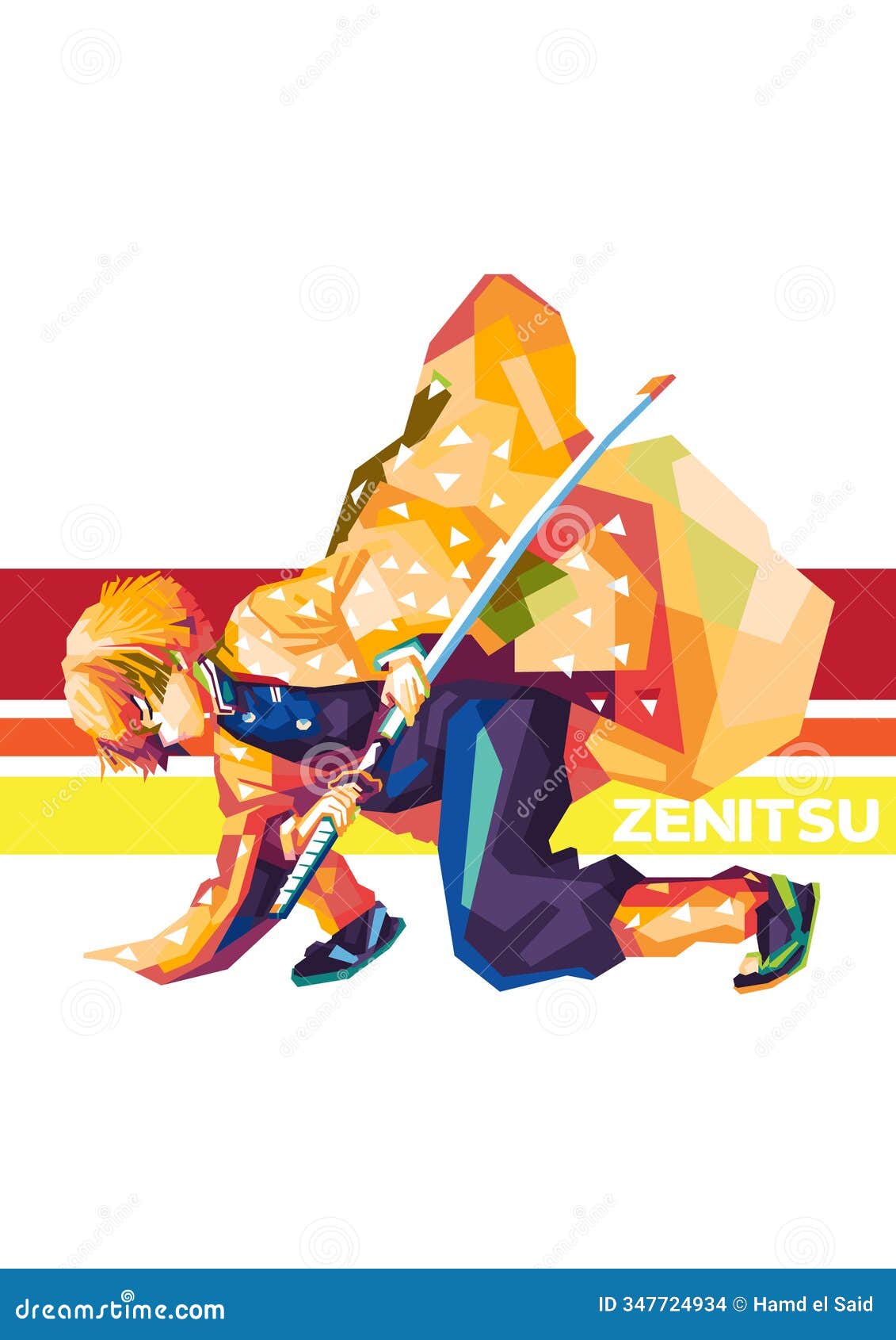Zenitsu Demon Slayer Pop Art Style Royalty Free Stock Image 347724934