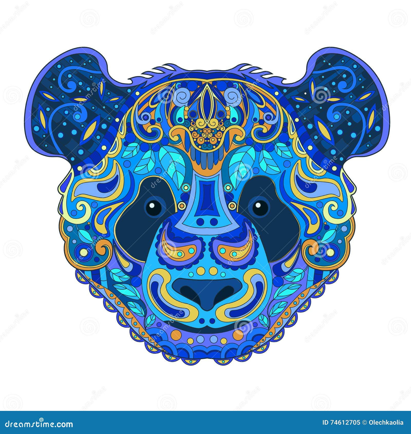 Zentangle étnico Panda Bear Head HandDrawn Ornamentado Ilustração do ...