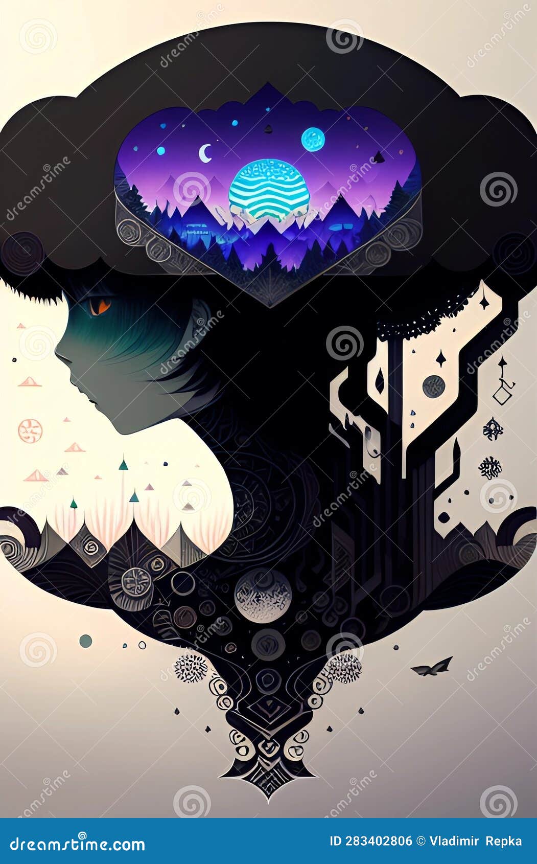 Zentangle Abstract Dream - AI Generated Art Stock Illustration ...