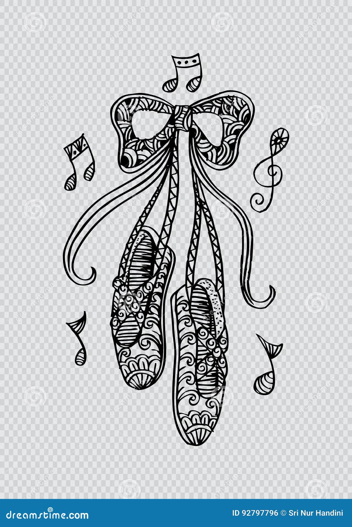 Zentangle Ballet Dance Shoes. Stock Illustration - Illustration of pair ...