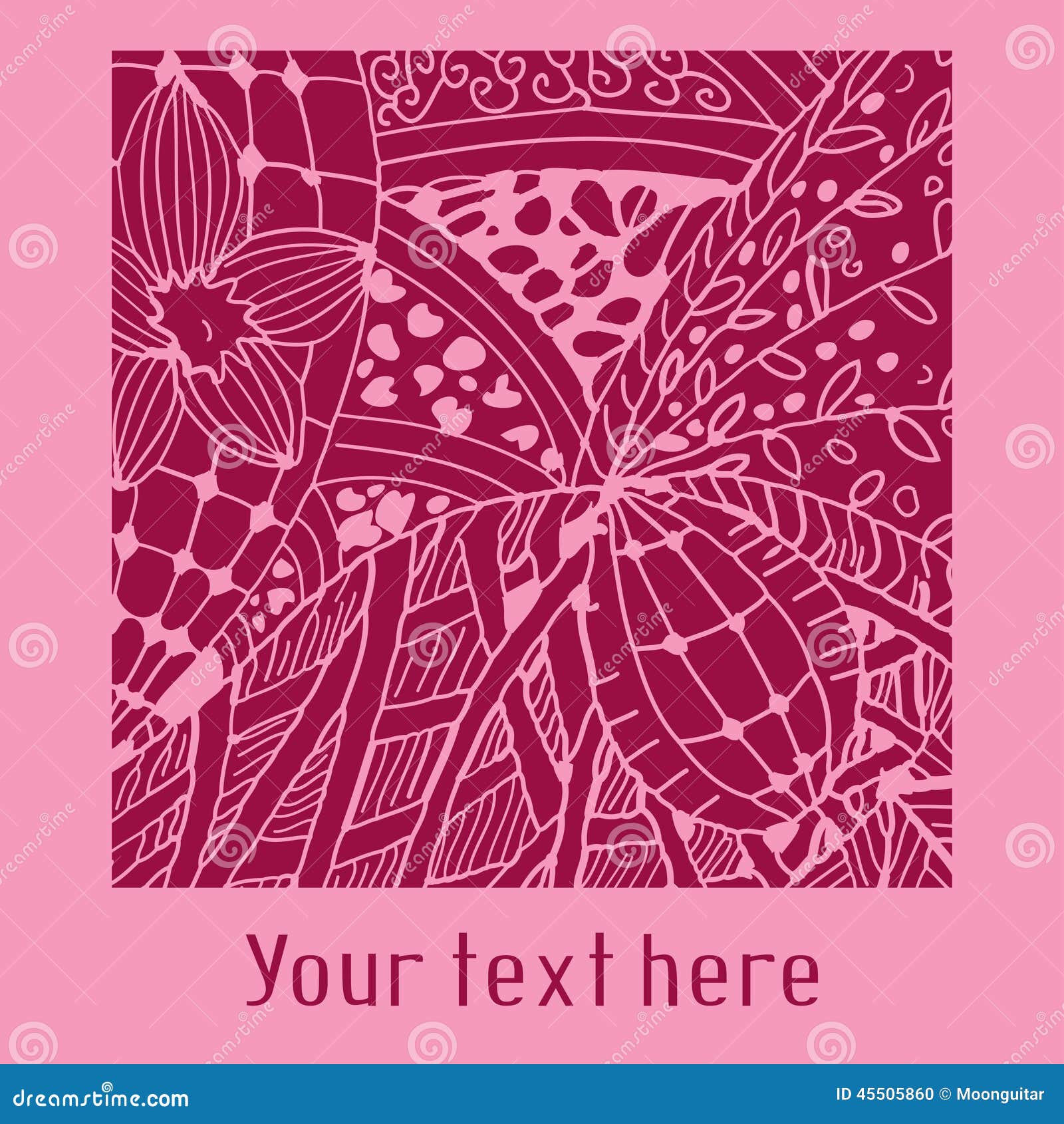 Zentangle Card with Doodling Pattern Stock Vector - Illustration of ...