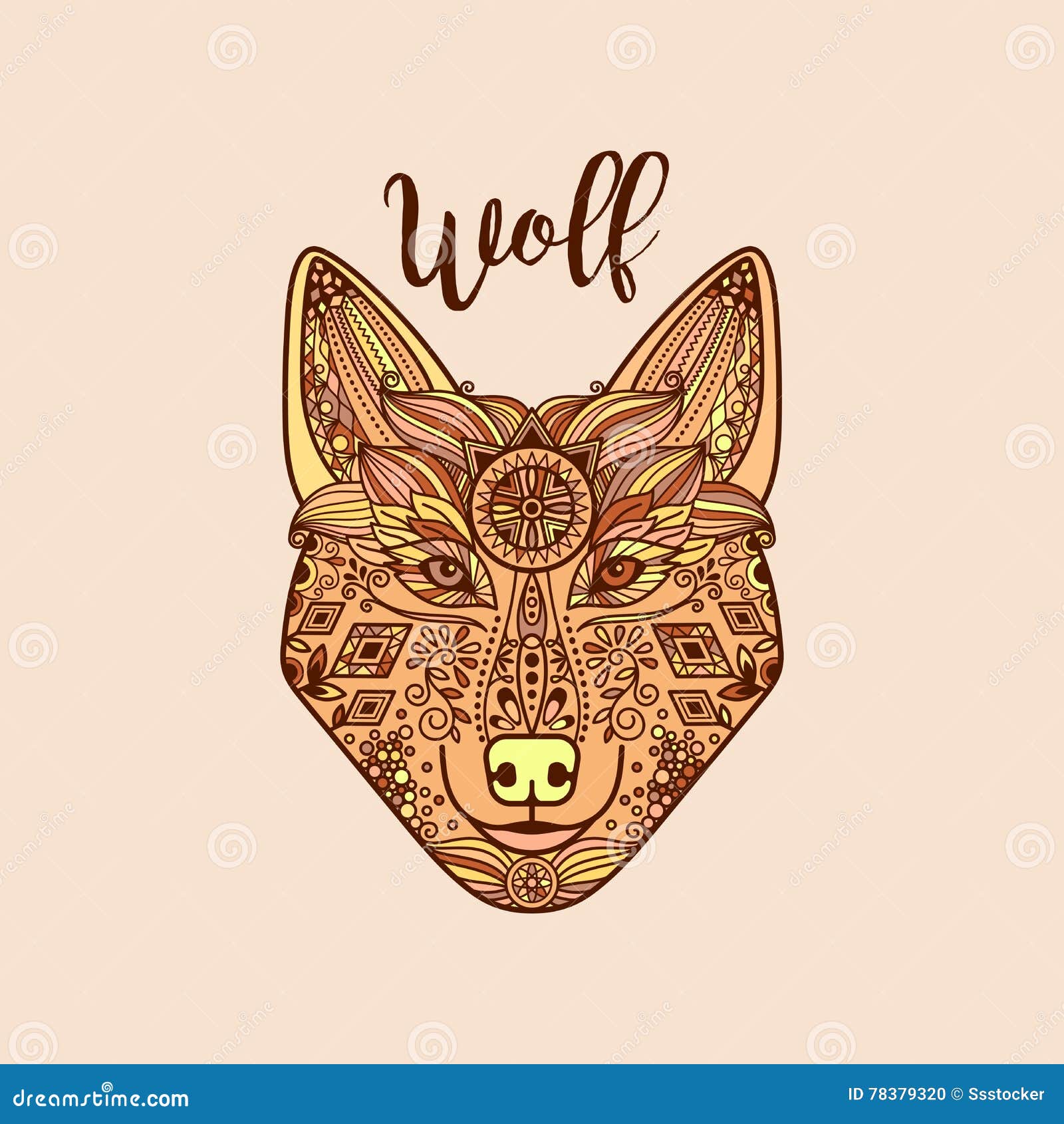 Zentangle Colorful Wolf Head Stock Vector - Illustration of design ...