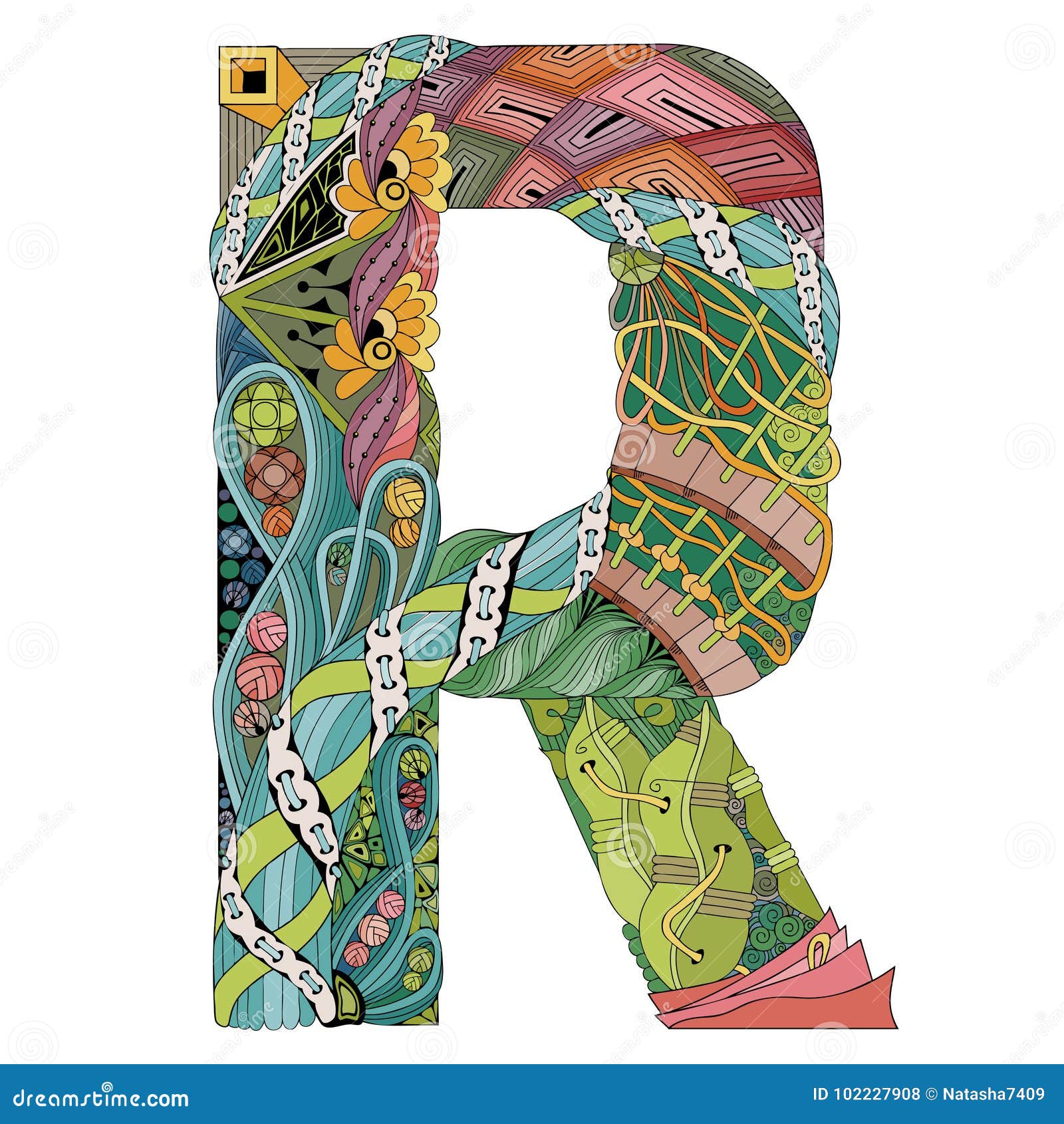 Zentangle De La Letra R Objeto Decorativo Del Vector Ilustración del ...