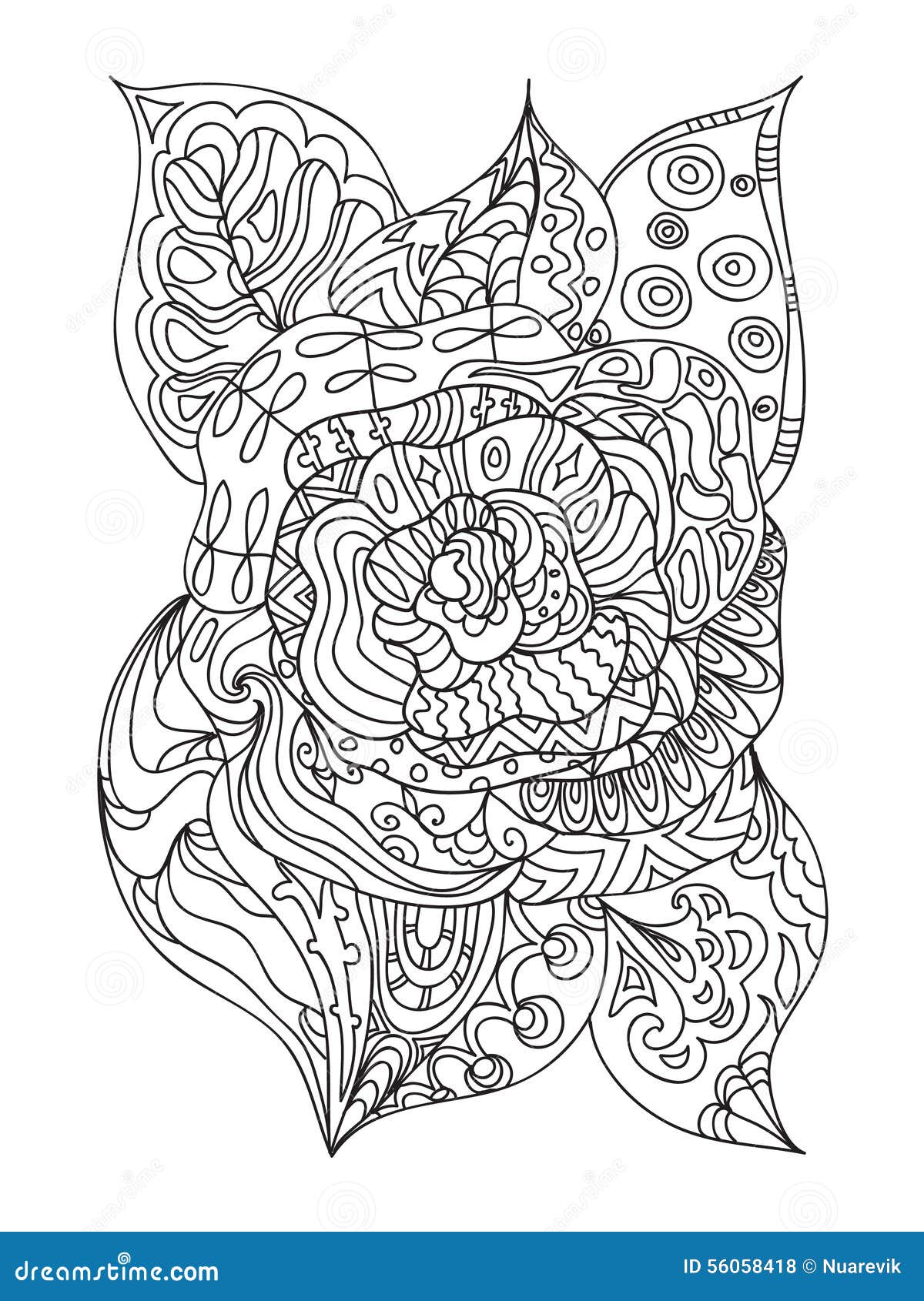 Zentangle de Rose stock de ilustración. Ilustración de arte - 56058418