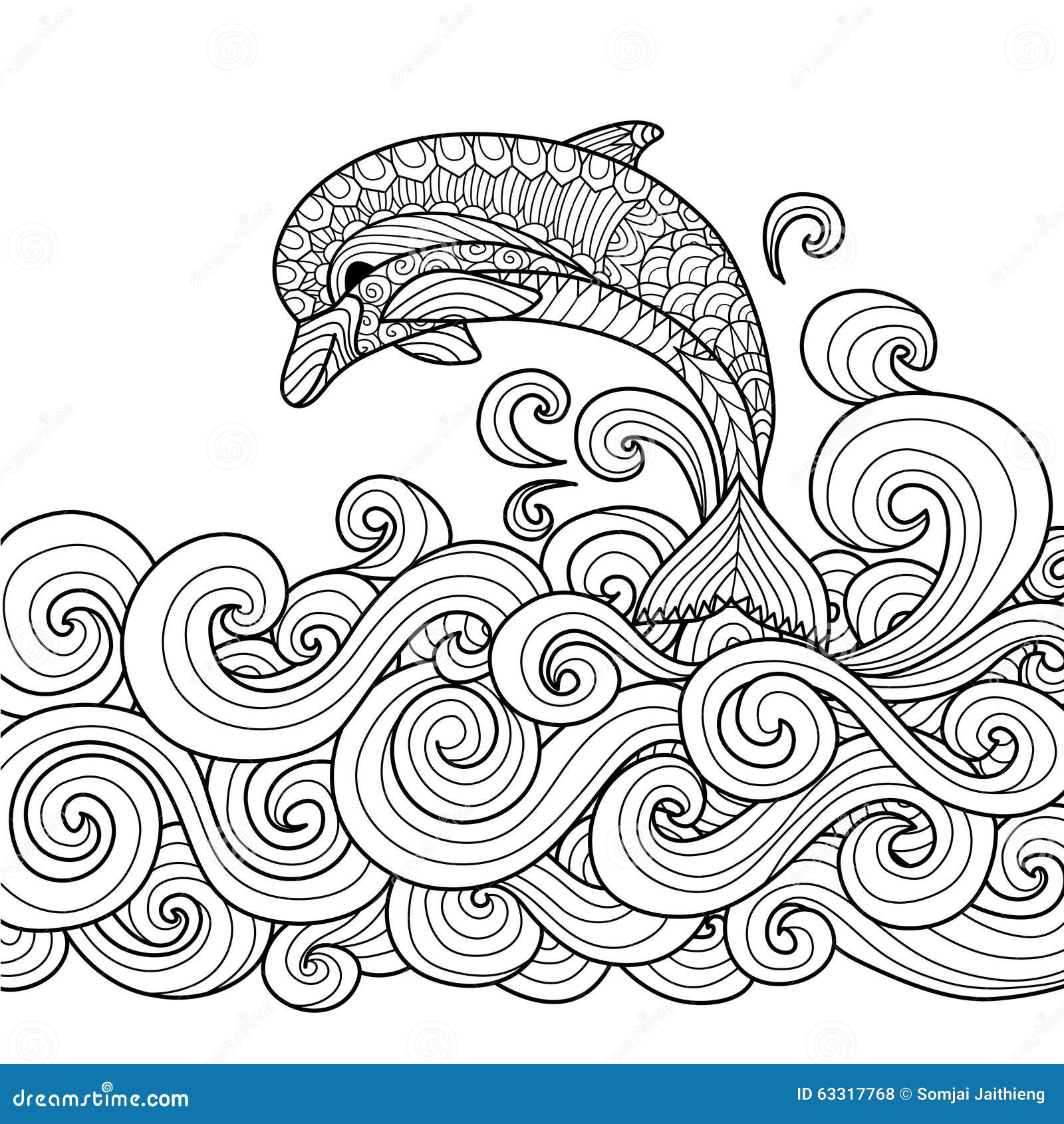 Zentangle del delfín ilustración del vector. Ilustración de océano ...
