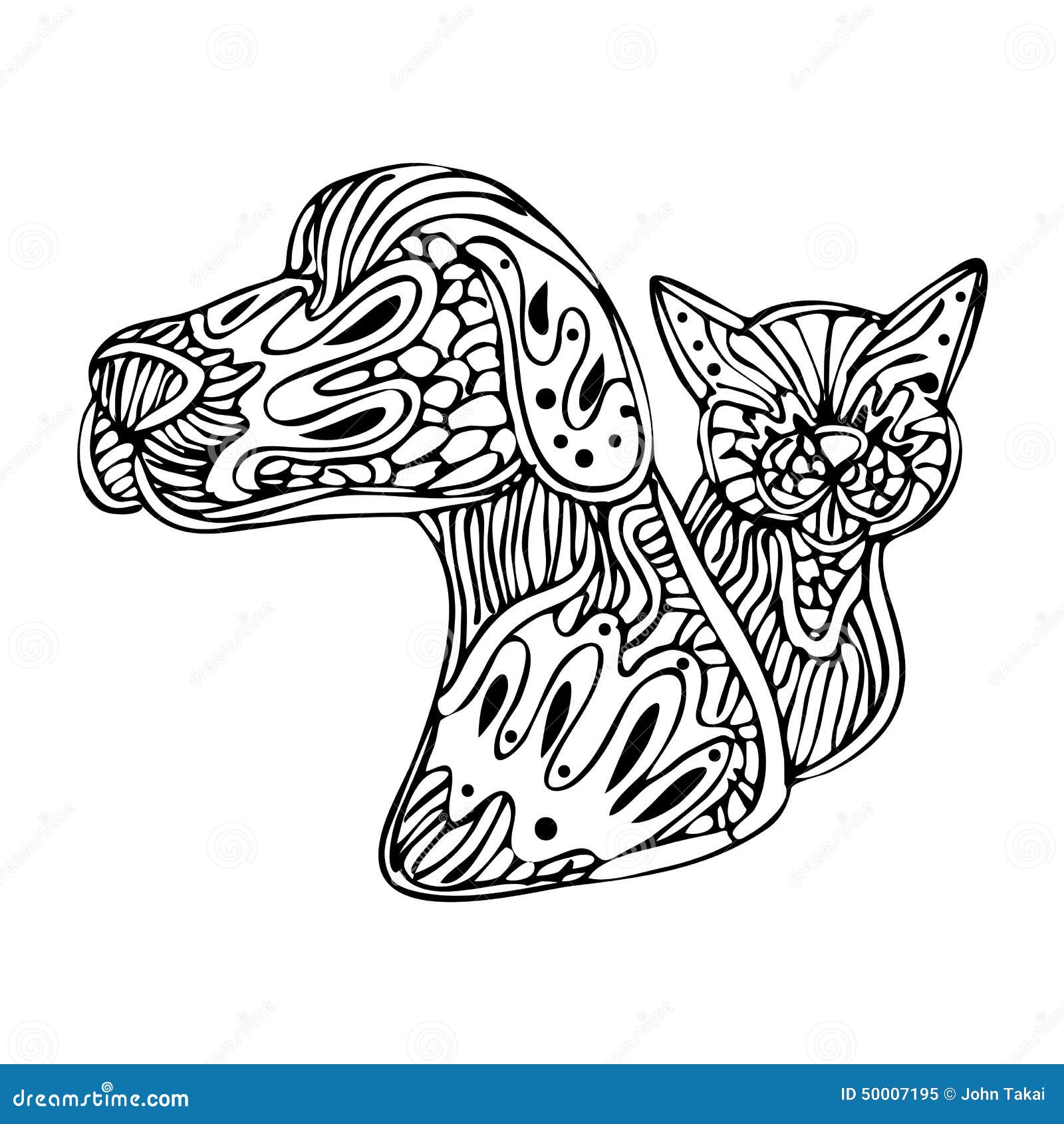 Zentangle Dog and Cat stock vector. Illustration of vector - 50007195