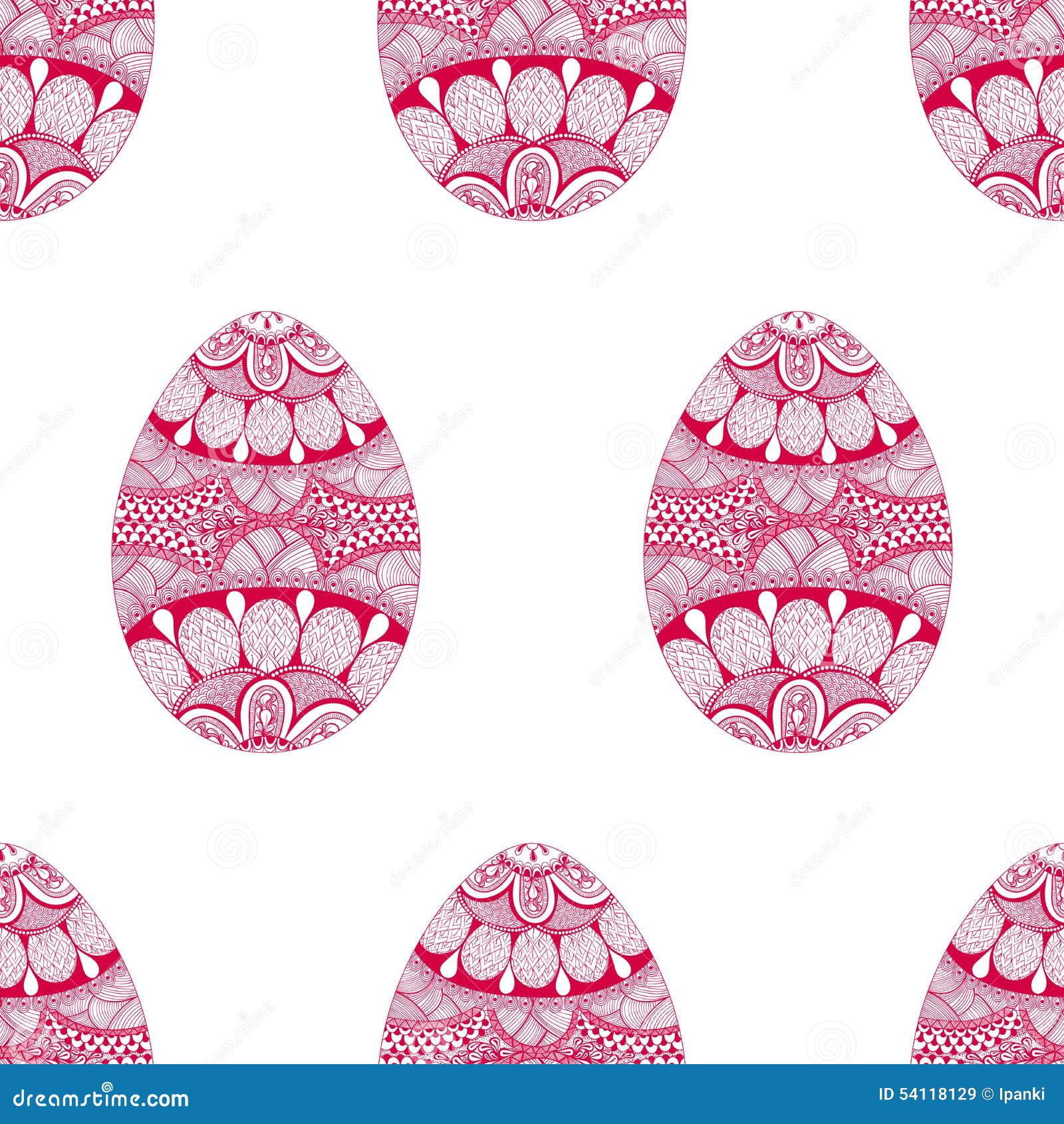 Zentangle Easter Egg Seamless Pattern. Hand Drawn Stock Illustration ...