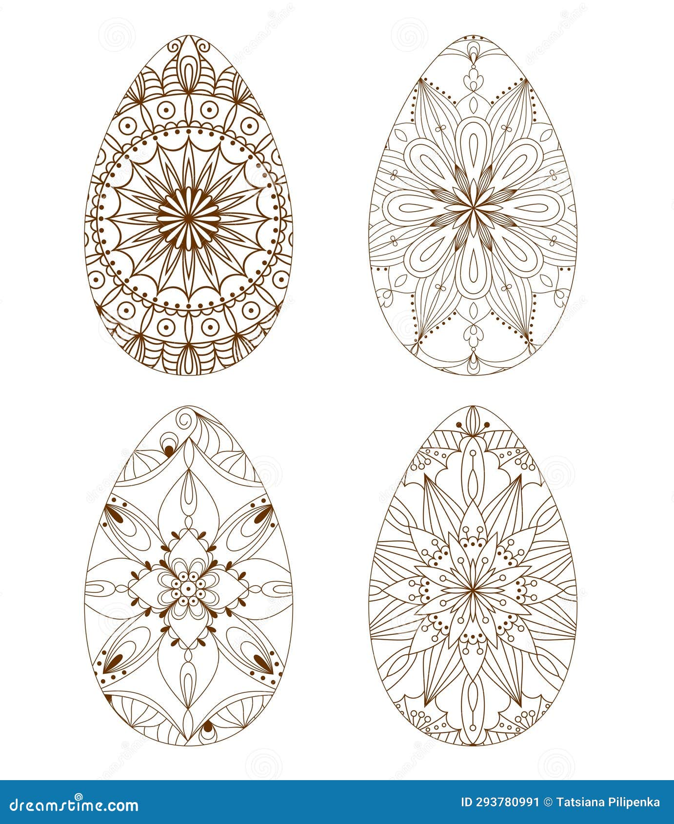 Zentangle Easter Eggs For Coloring Book For Adult Cartoon Vector ...